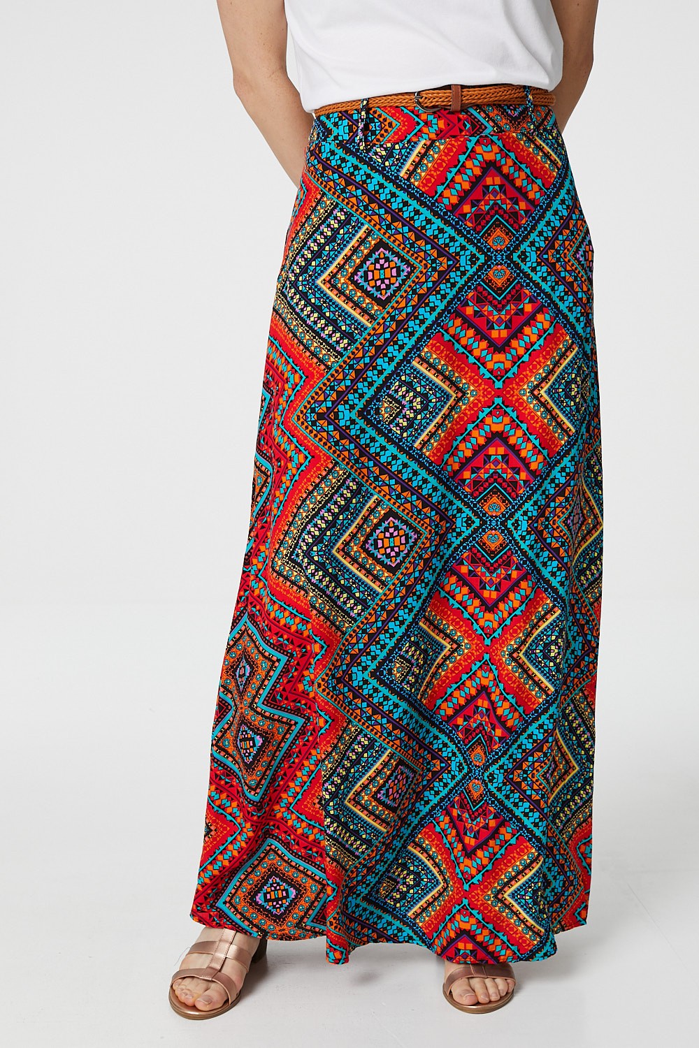 Aztec Print A-Line Maxi Skirt