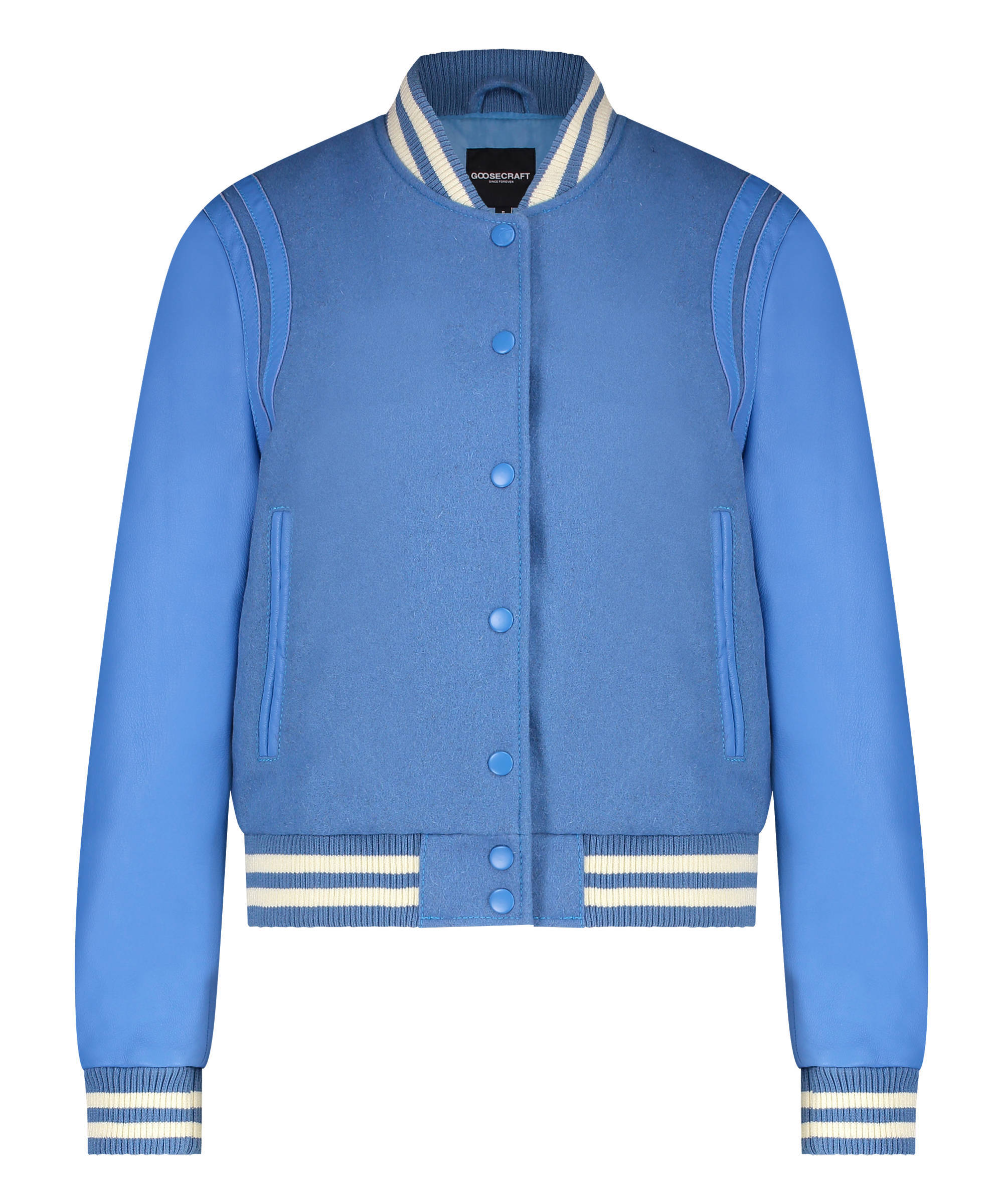 Goosecraft leren bomberjack zomer GC Beverly bomber tranquil blue