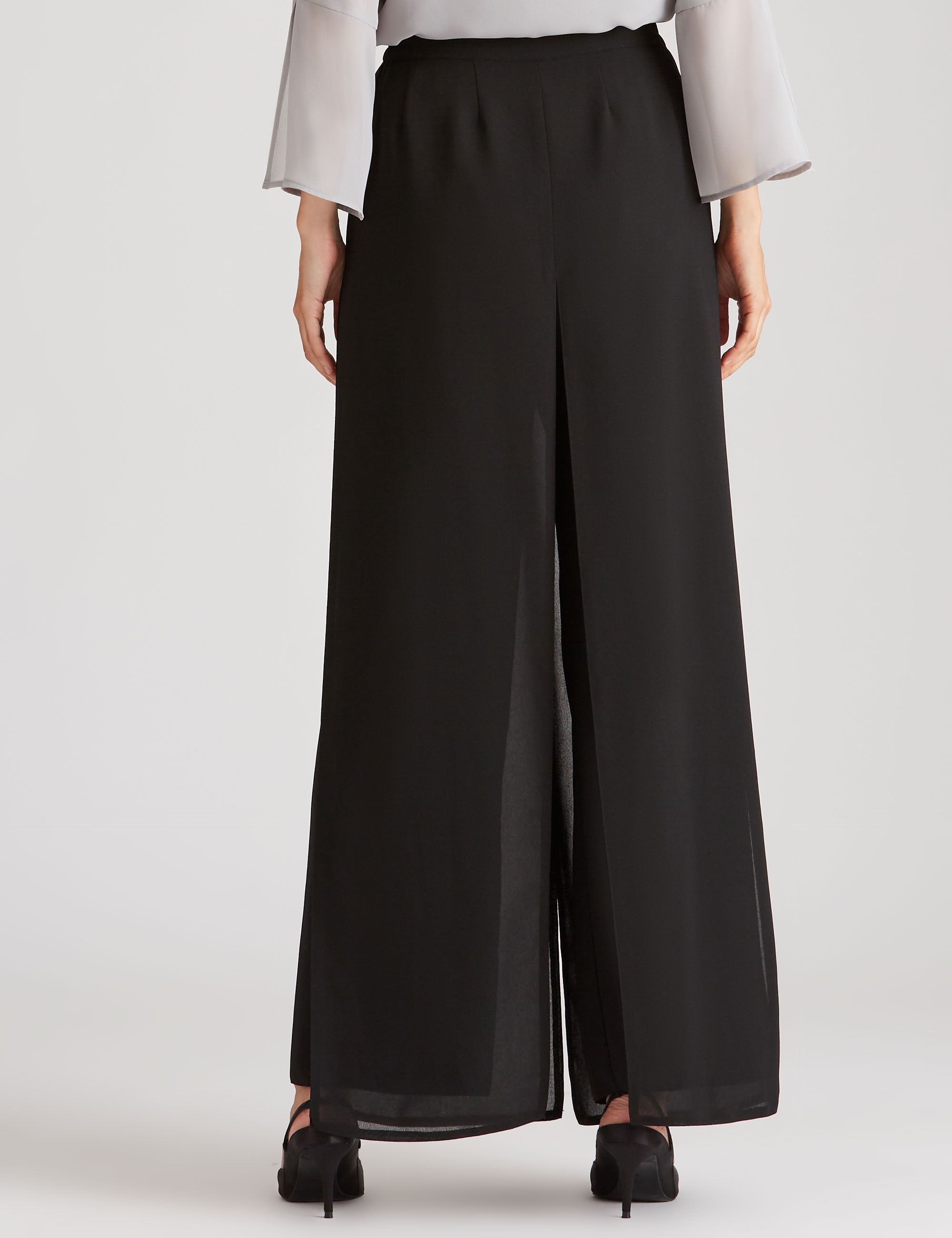 Womens Liz Jordan Afterdark Chiffon Overlay Pants Black