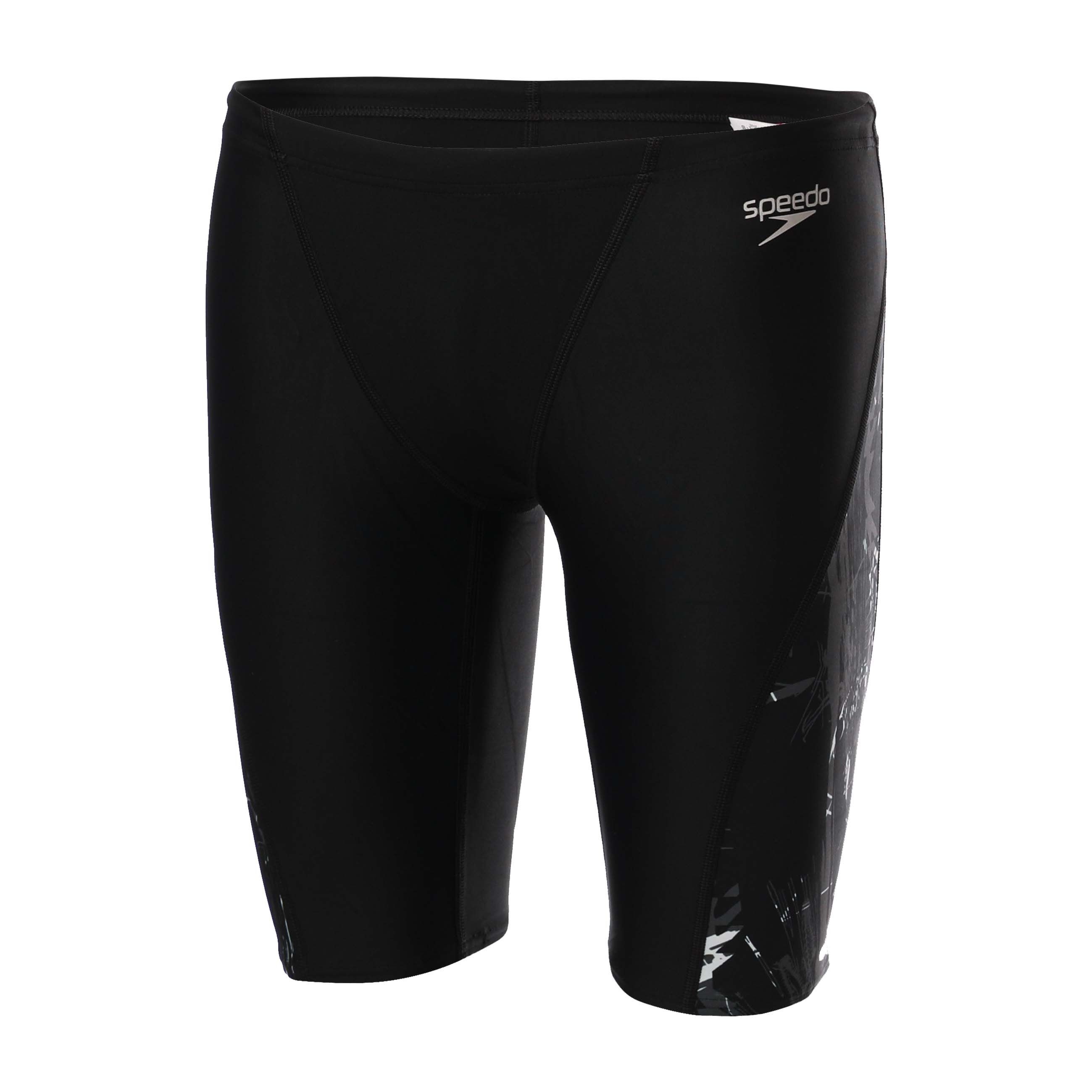 Men's Speedo Allover V Cut Jammer Swim Short in Black Grey