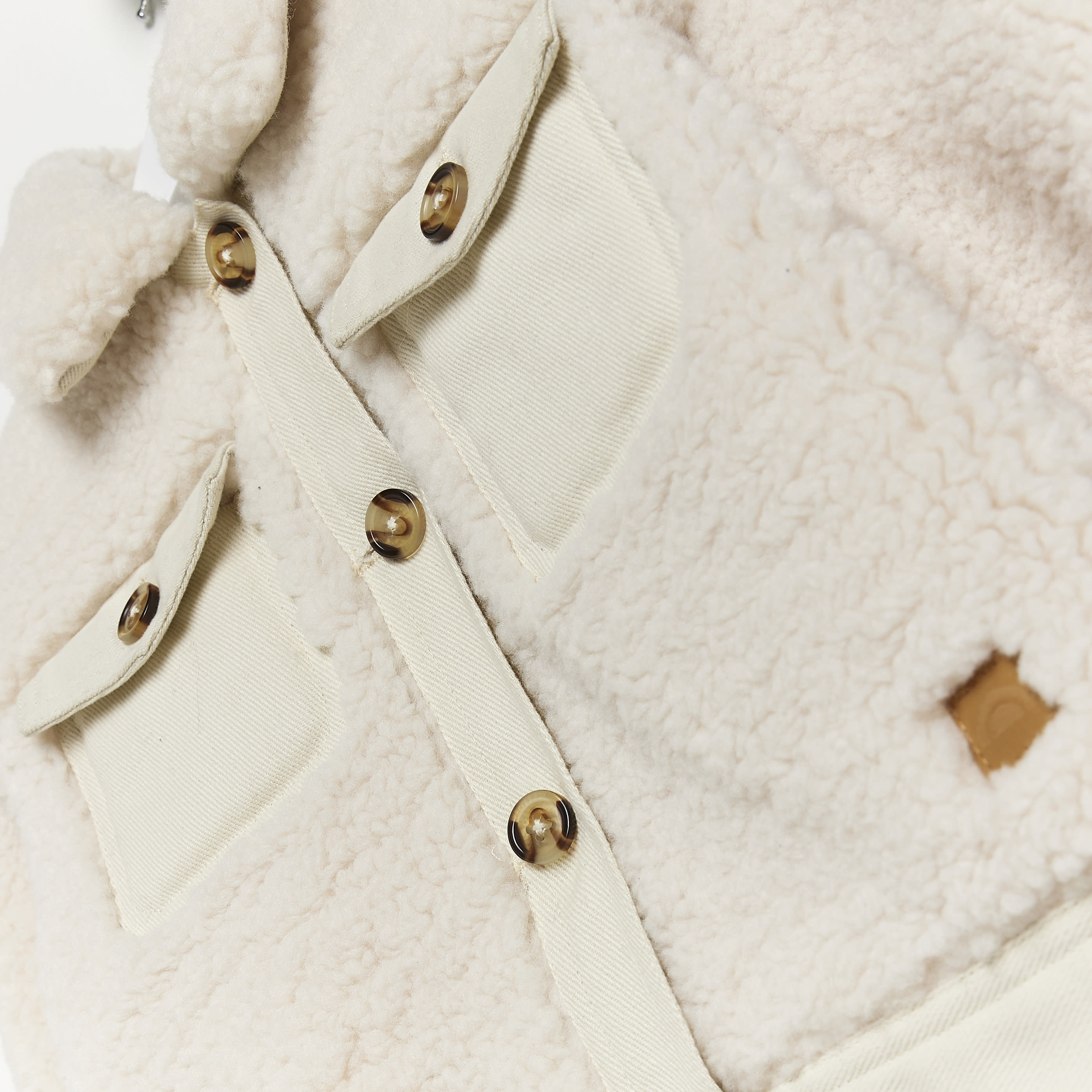 River Island Mini Girls Jacket Cream Borg Button Up