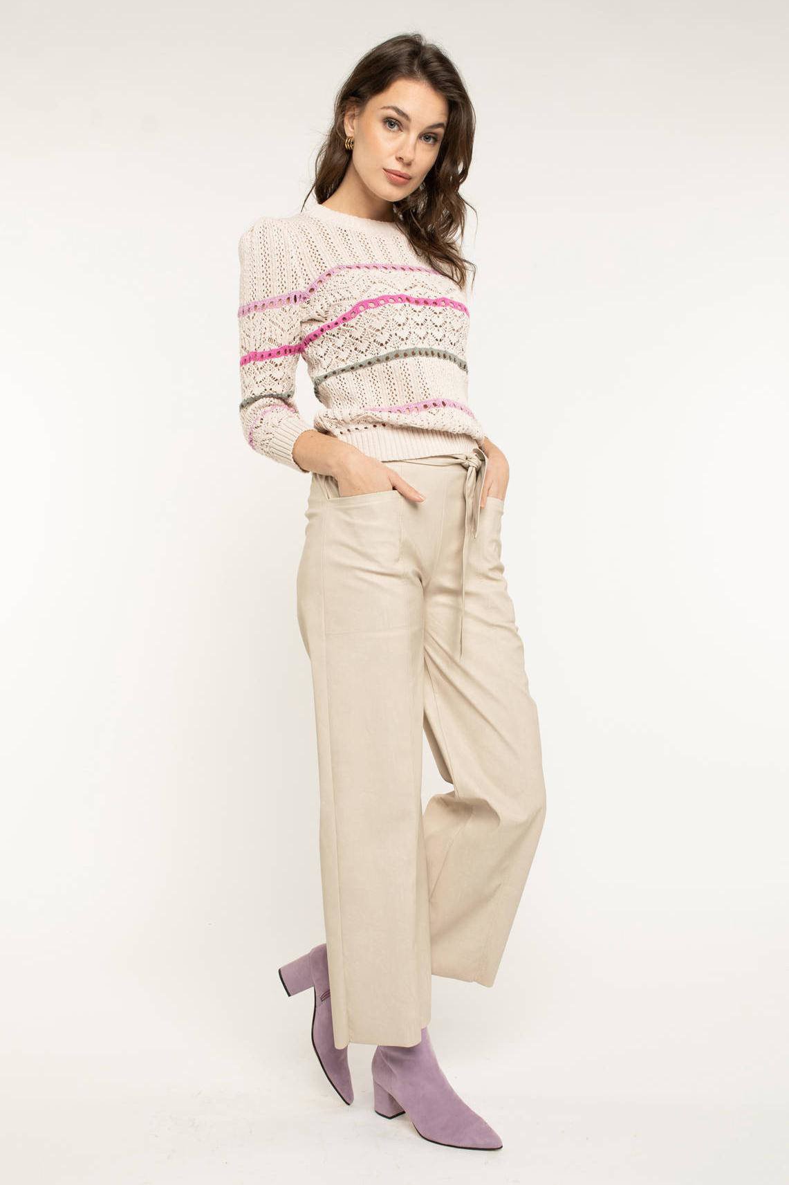 Anna by Anna van Toor cropped wide leg broek ecru