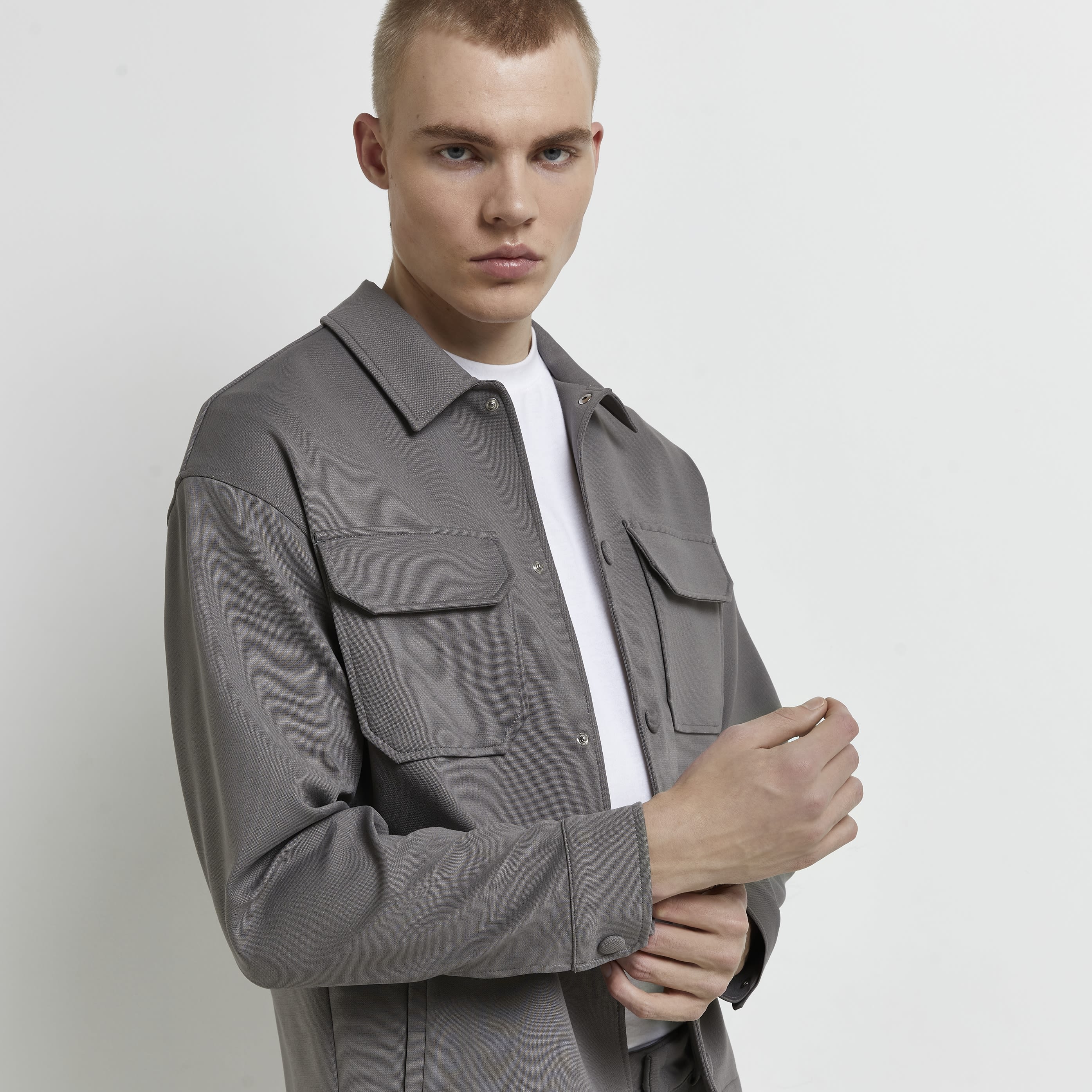 River Island Mens Overshirt Jacket - Grey