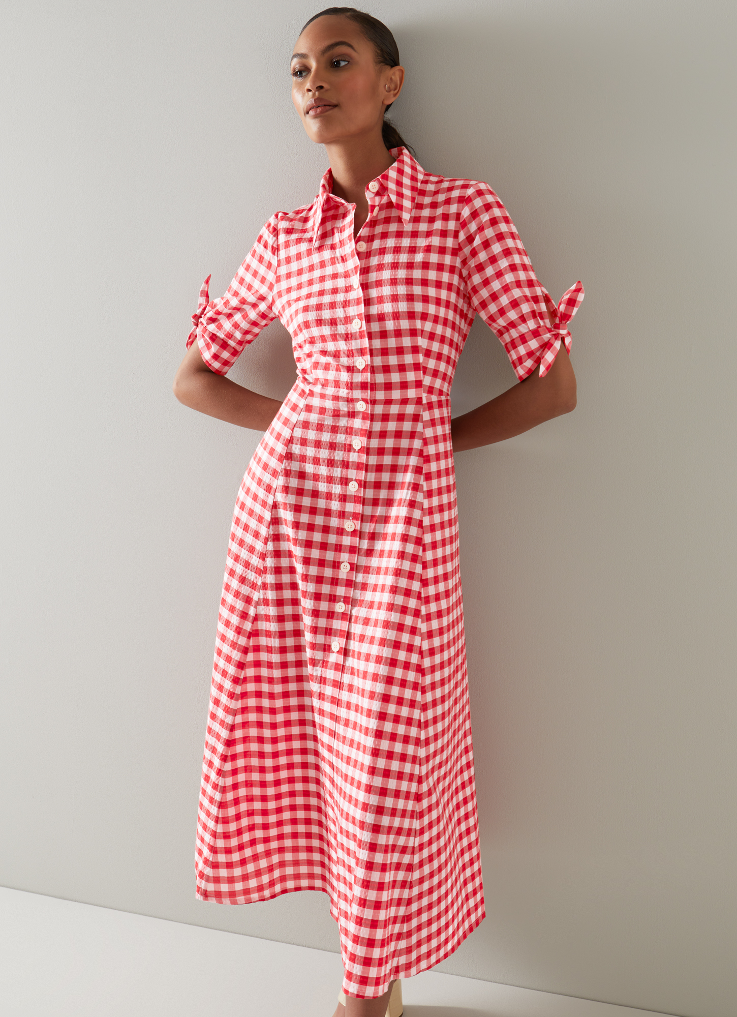 Lk Bennett Saffron Dresses Red Check