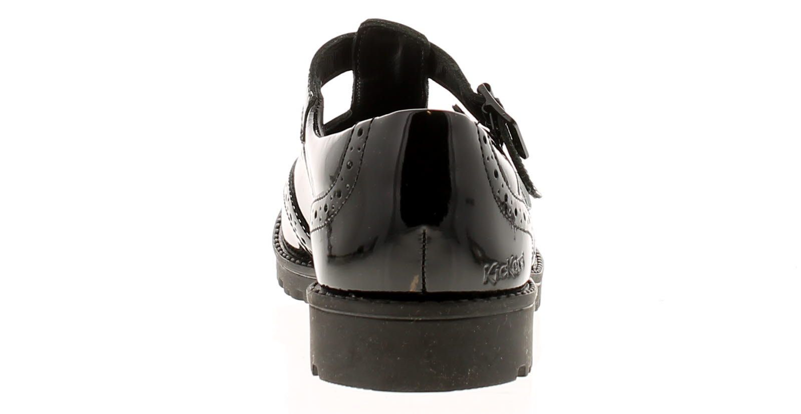 Kickers Girls School Shoes Lachly Brogue T Bar Leather black patent