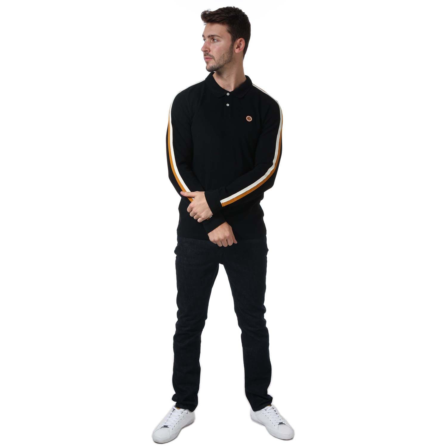 Men's Pretty Green Tilby Long Sleeve Polo in Navy