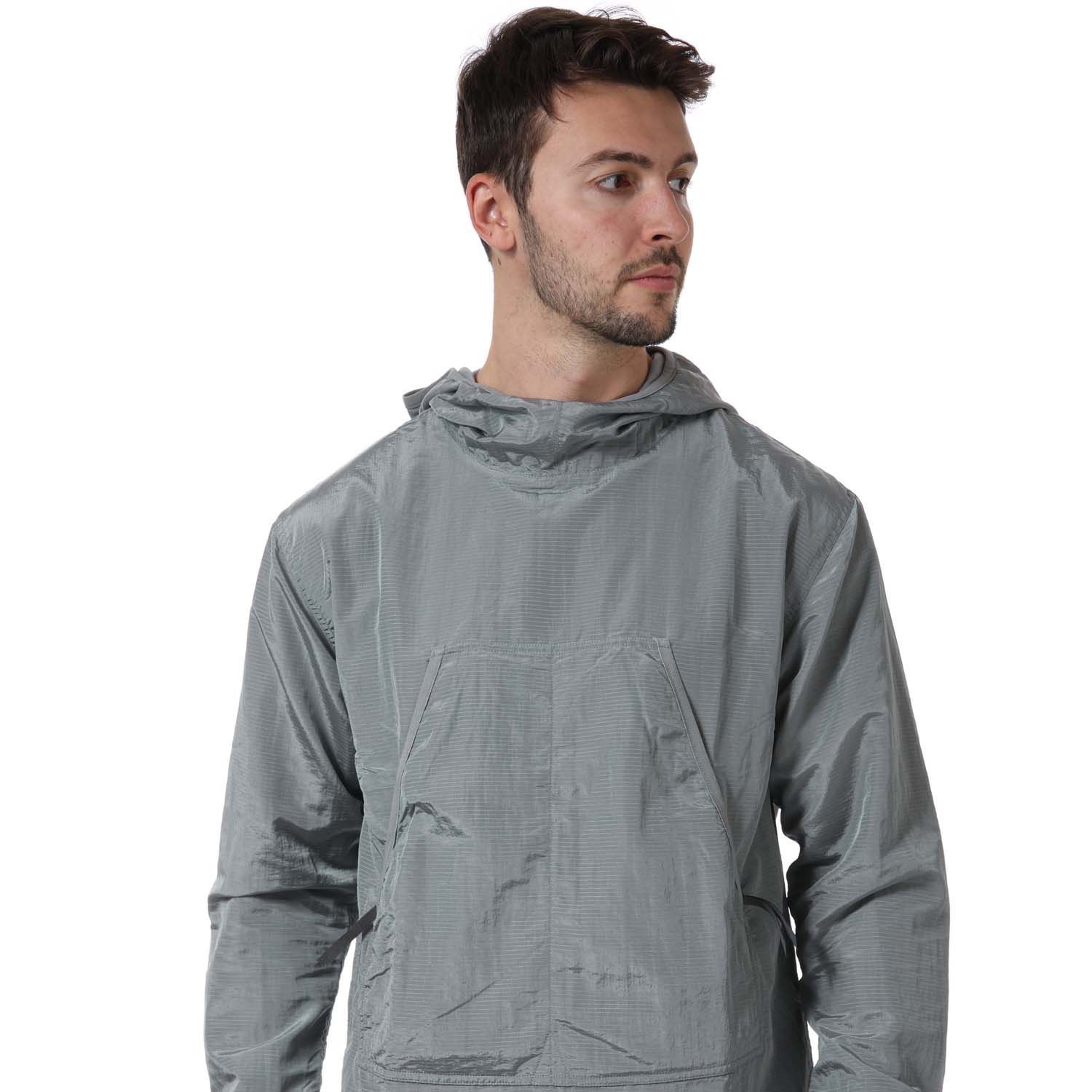 Men's Pretty Green Ripstop Nylon Overhead Jacket in Grey