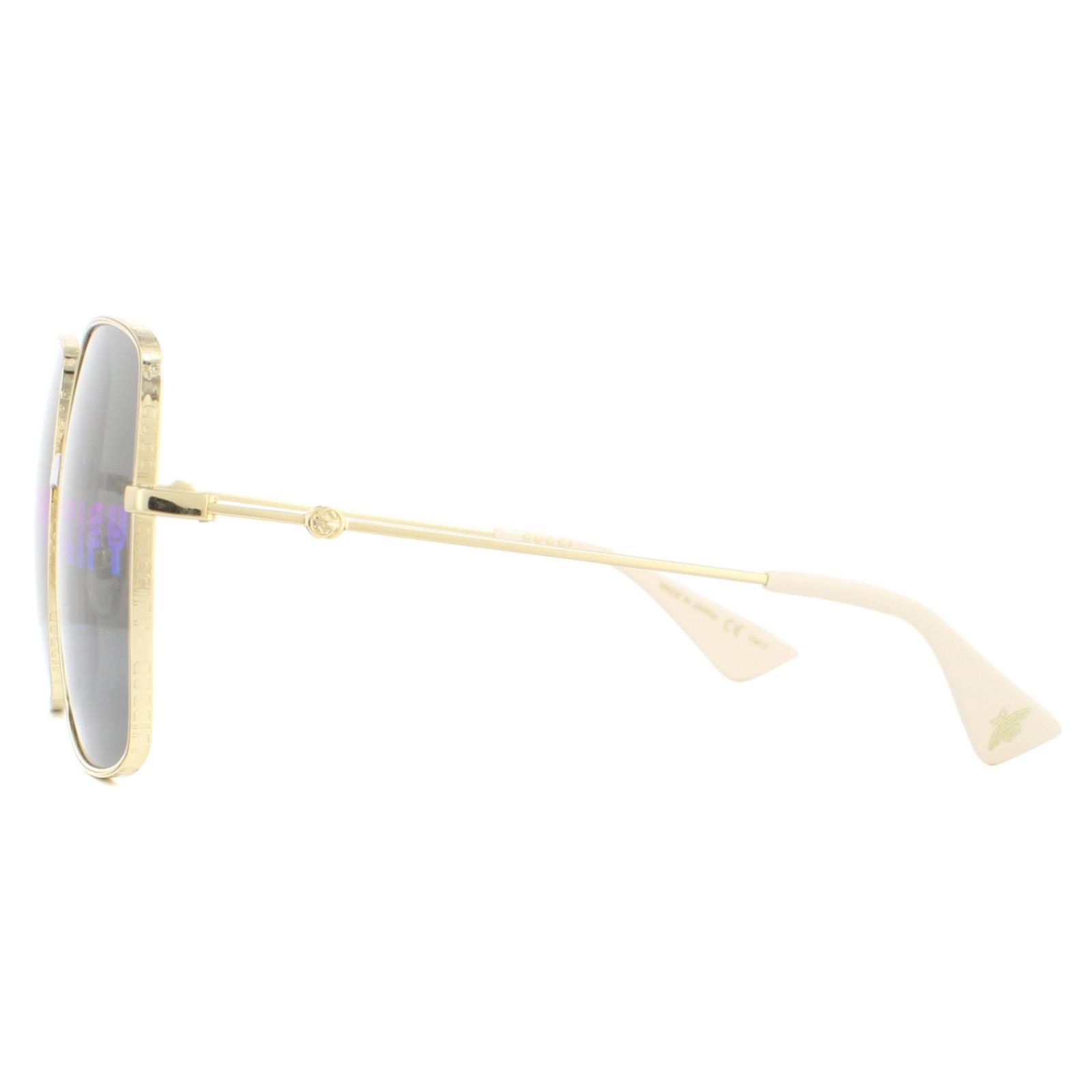 Gucci Sunglasses GG0414S 002 Gold Grey with Multicolour Guccify Mirror
