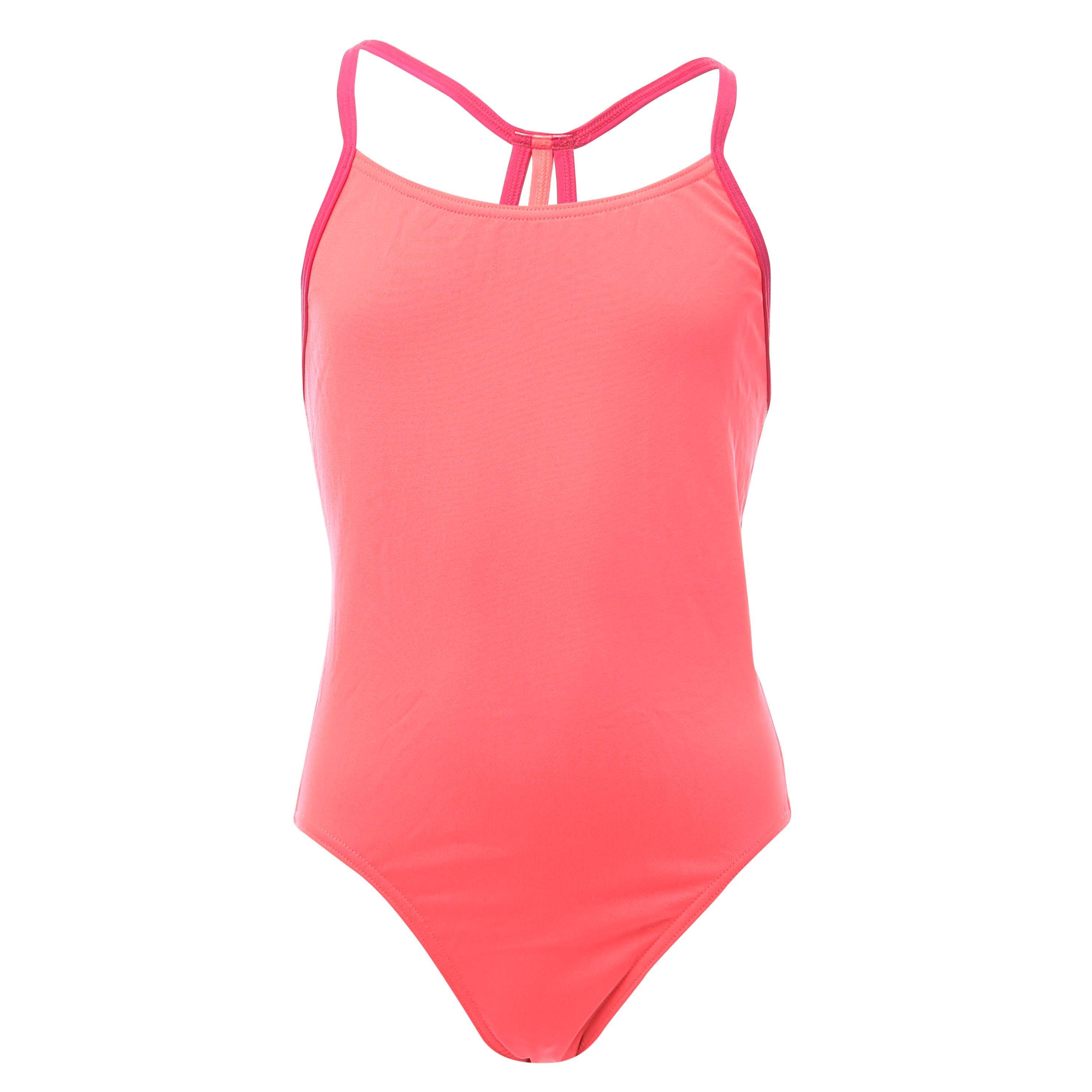 Girl's Speedo Lane Line Back Swimsuit in Red