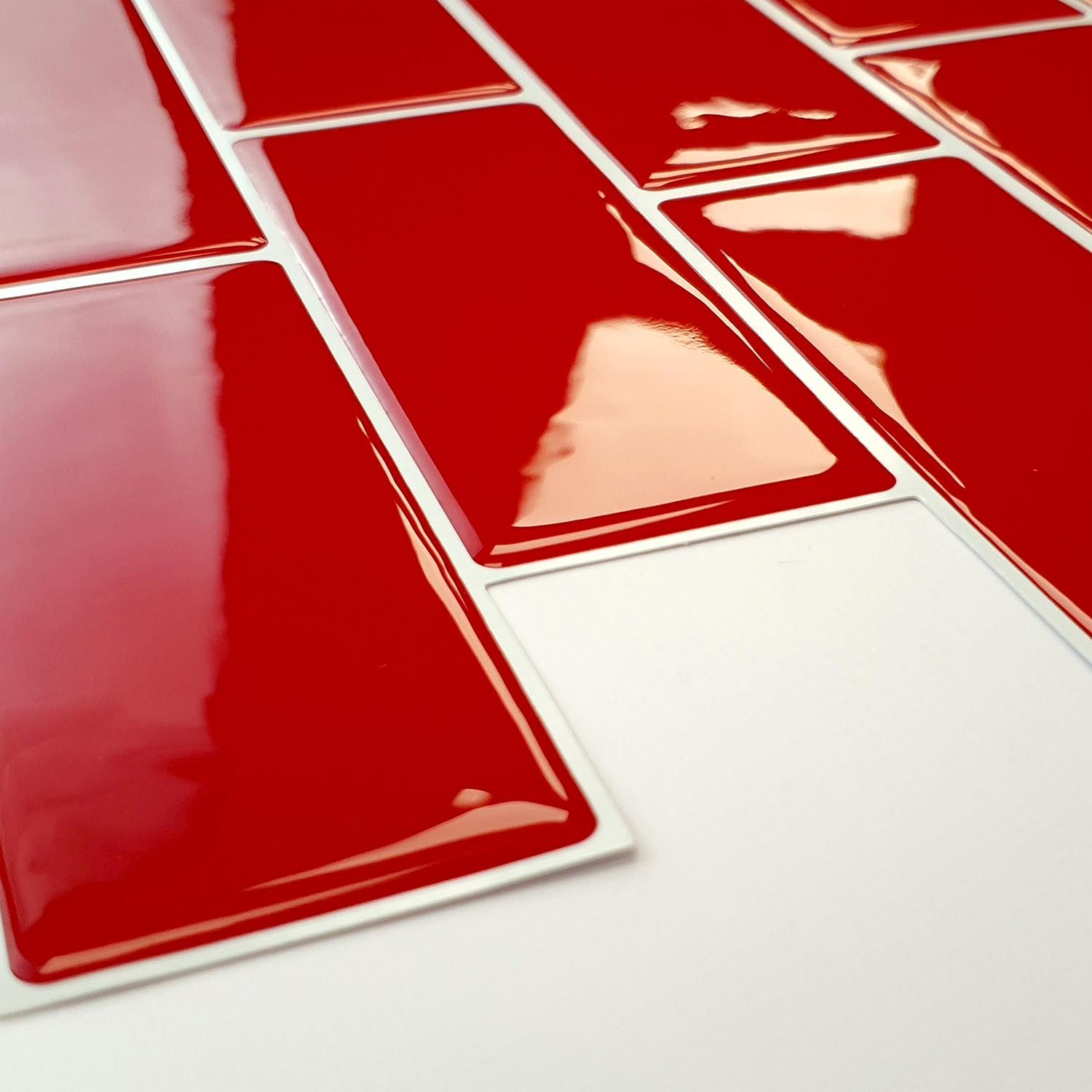 Cherry Red Retro Glossy 3D Sticker Tile 30 x 15cm - 12 pcs Tiles Wall ...