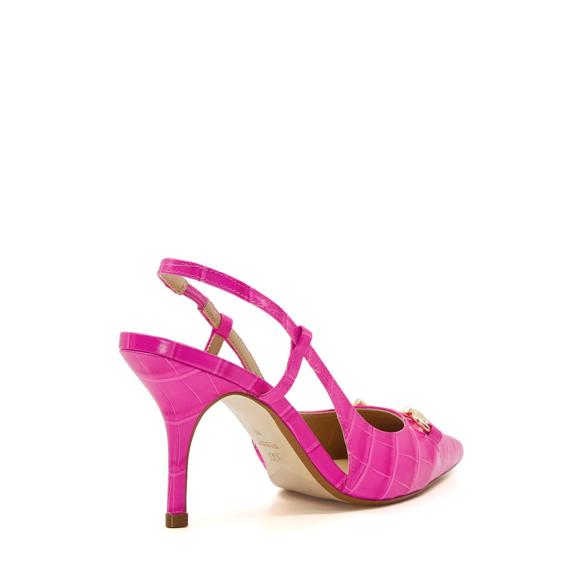 Dune Ladies CLICK Croc-Effect Leather Snaffle-Trimmed Slingback Courts