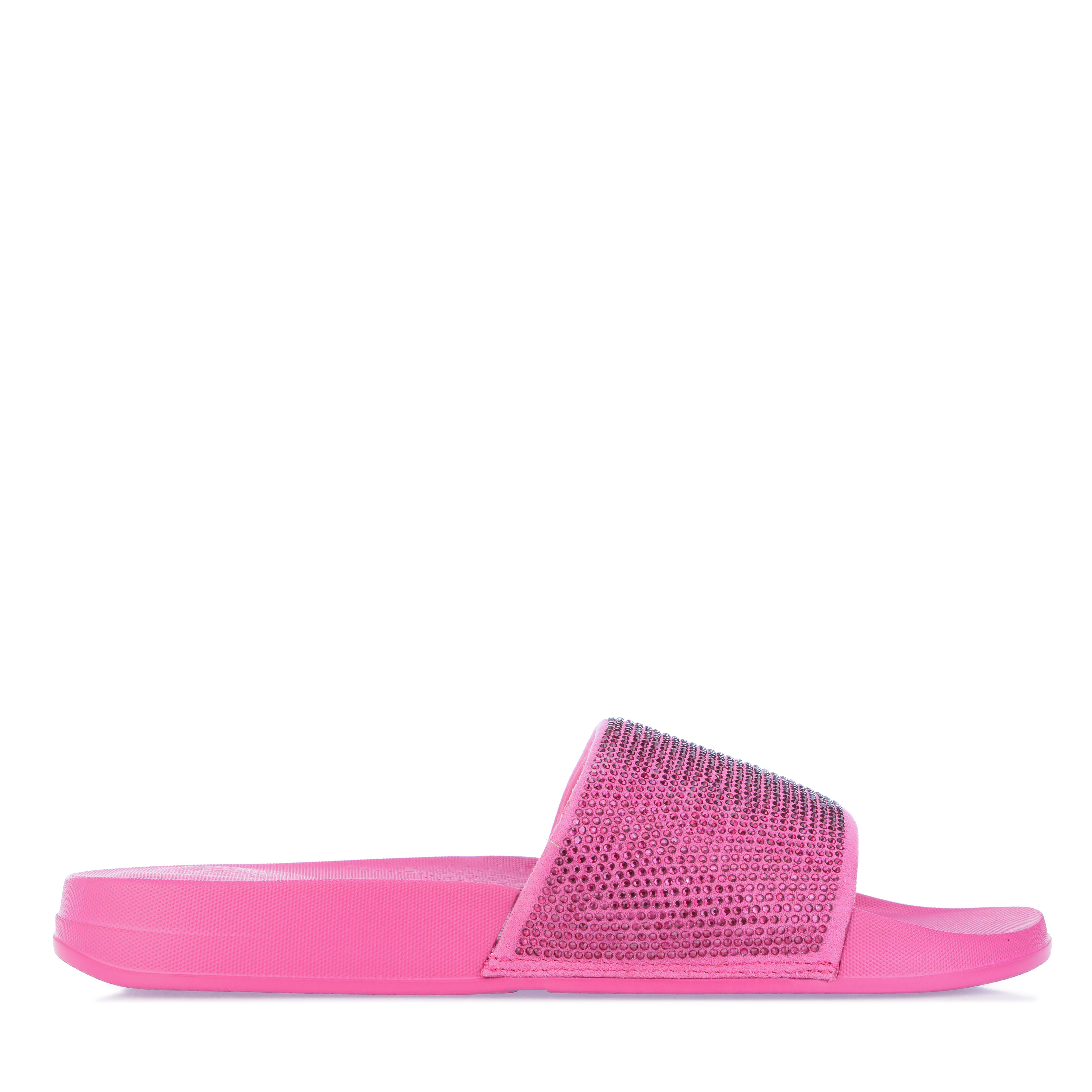 Women's Fit Flop iQushion Crystal Slide Sandals in Rose