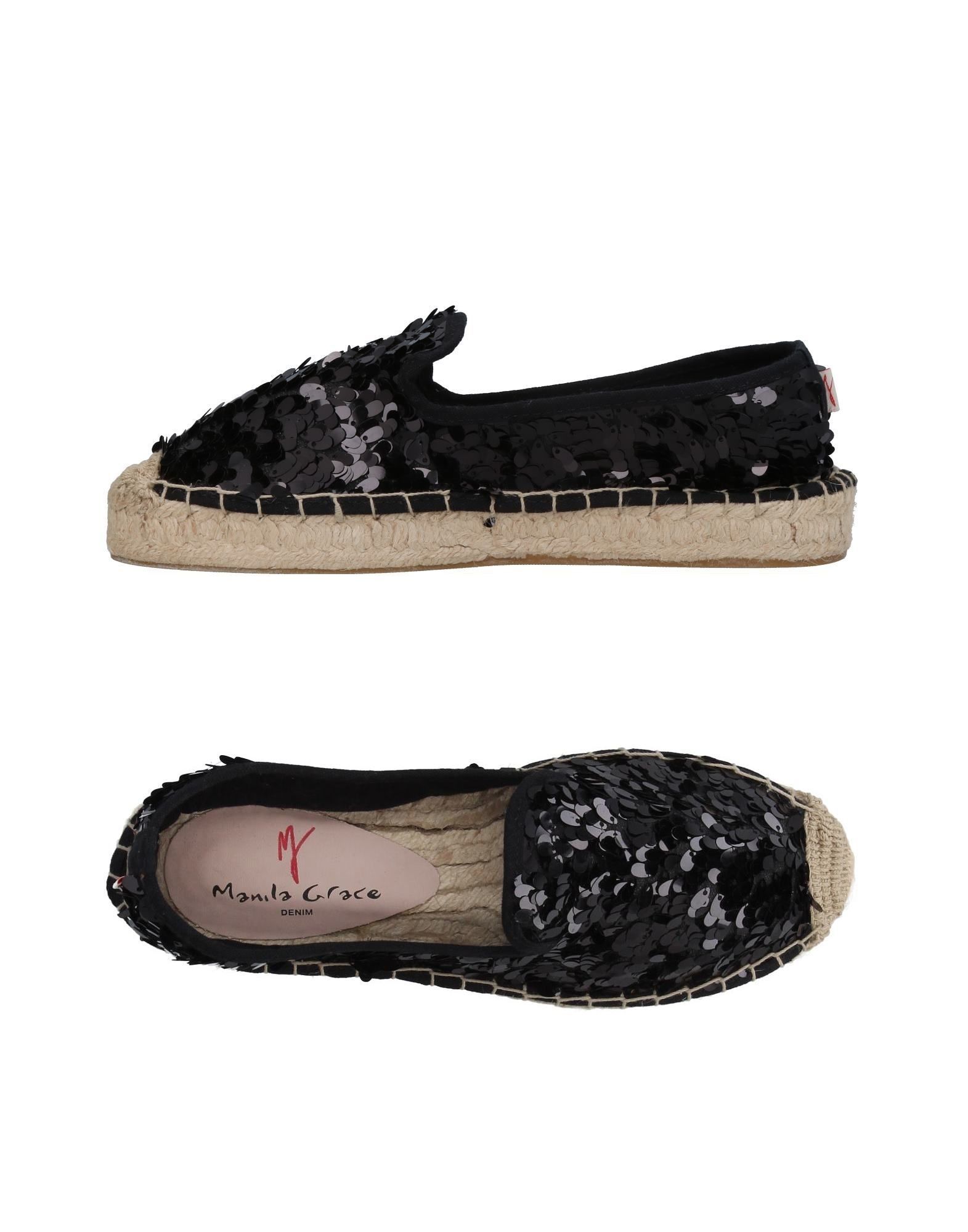 Manila Grace Denim Black Sequinned Espadrilles