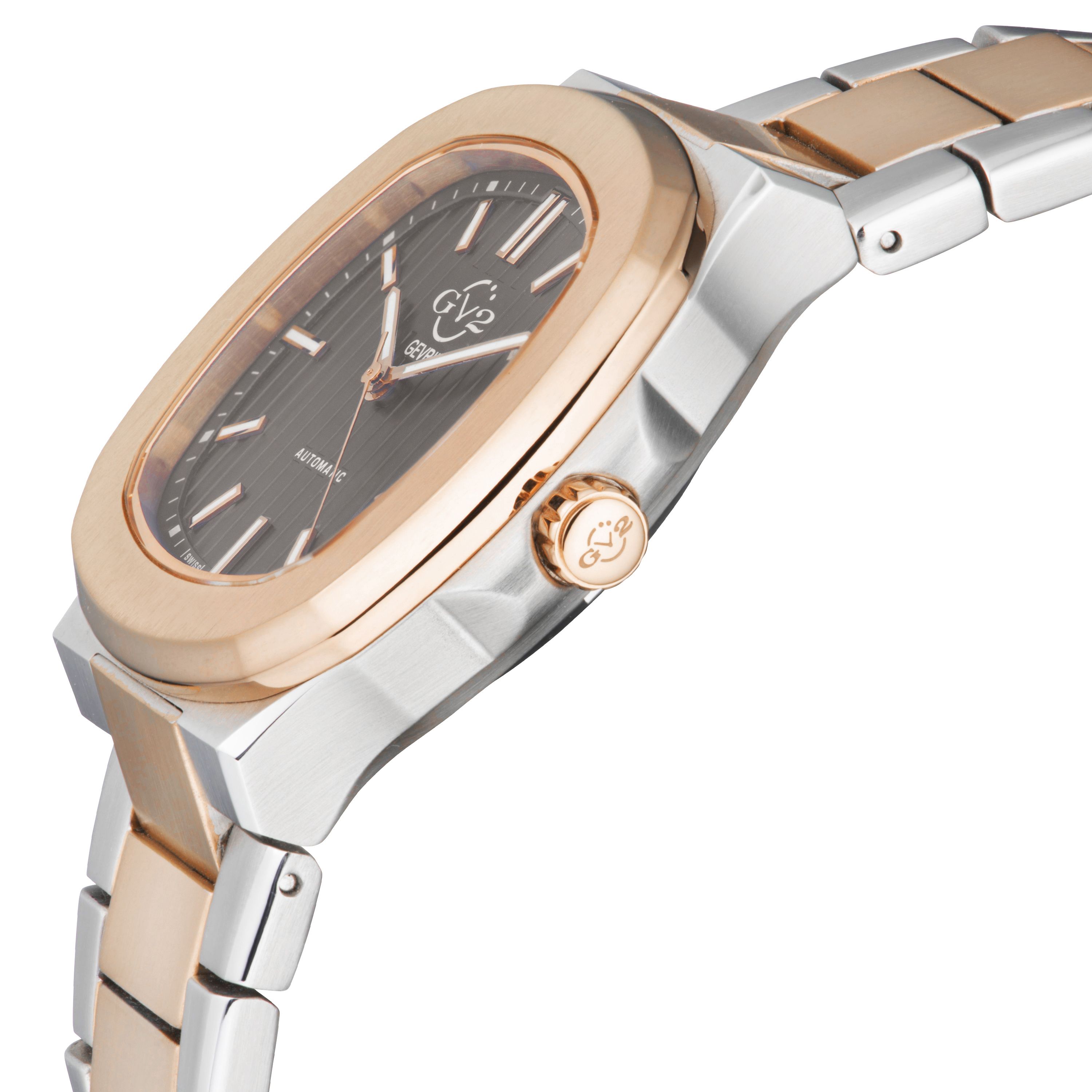 GV2 Automatic Men's Potente Grey Dial Two Tone Rose Gold Bracelet Watch