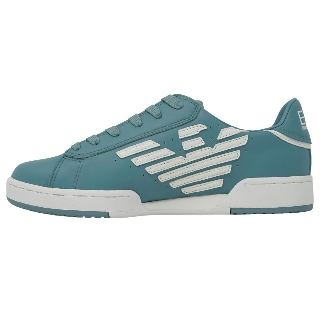 EA7 Eagle Logo Smoke Blue Leather Trainer
