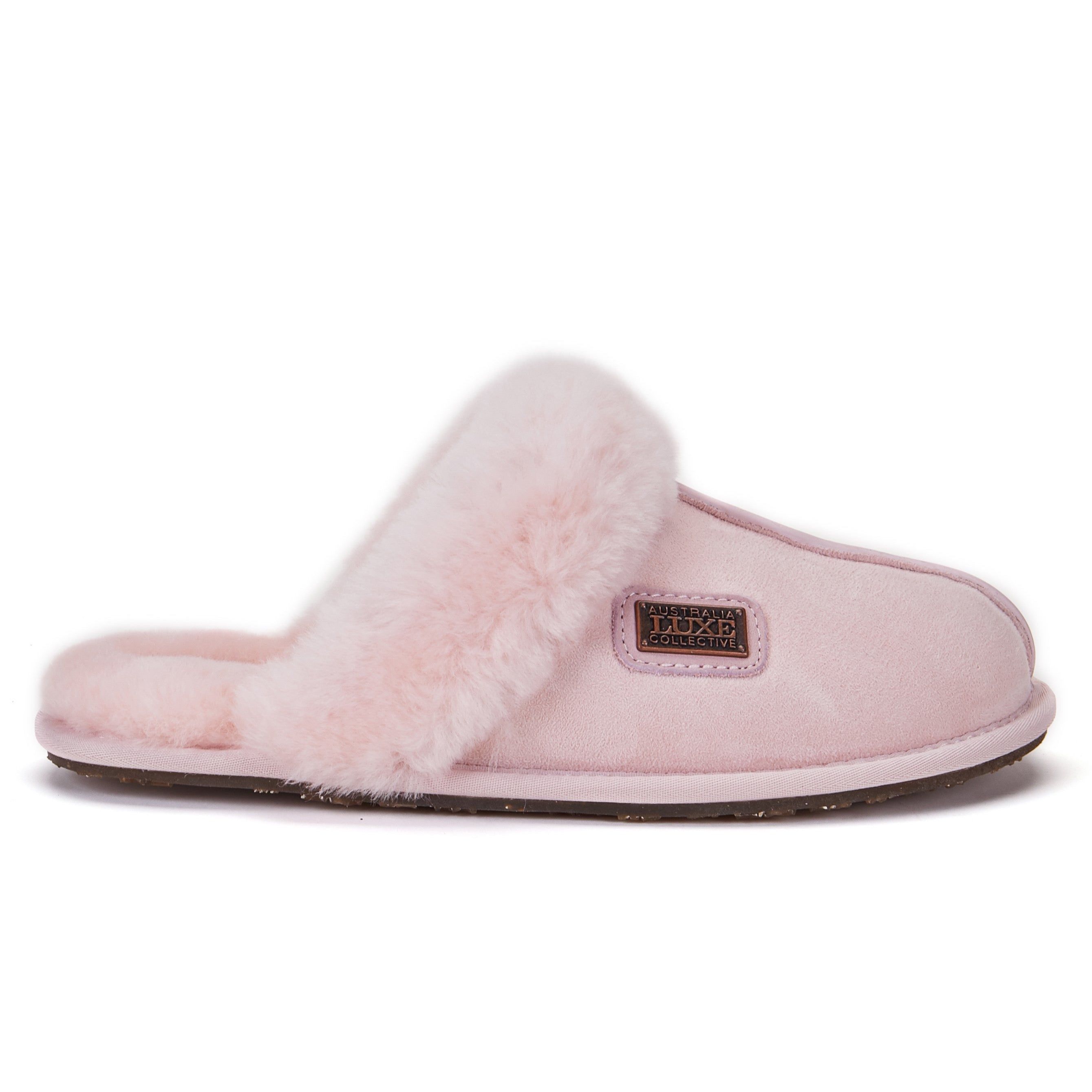 Australia Luxe Closed Mule Slippers Dusky Pink Suede