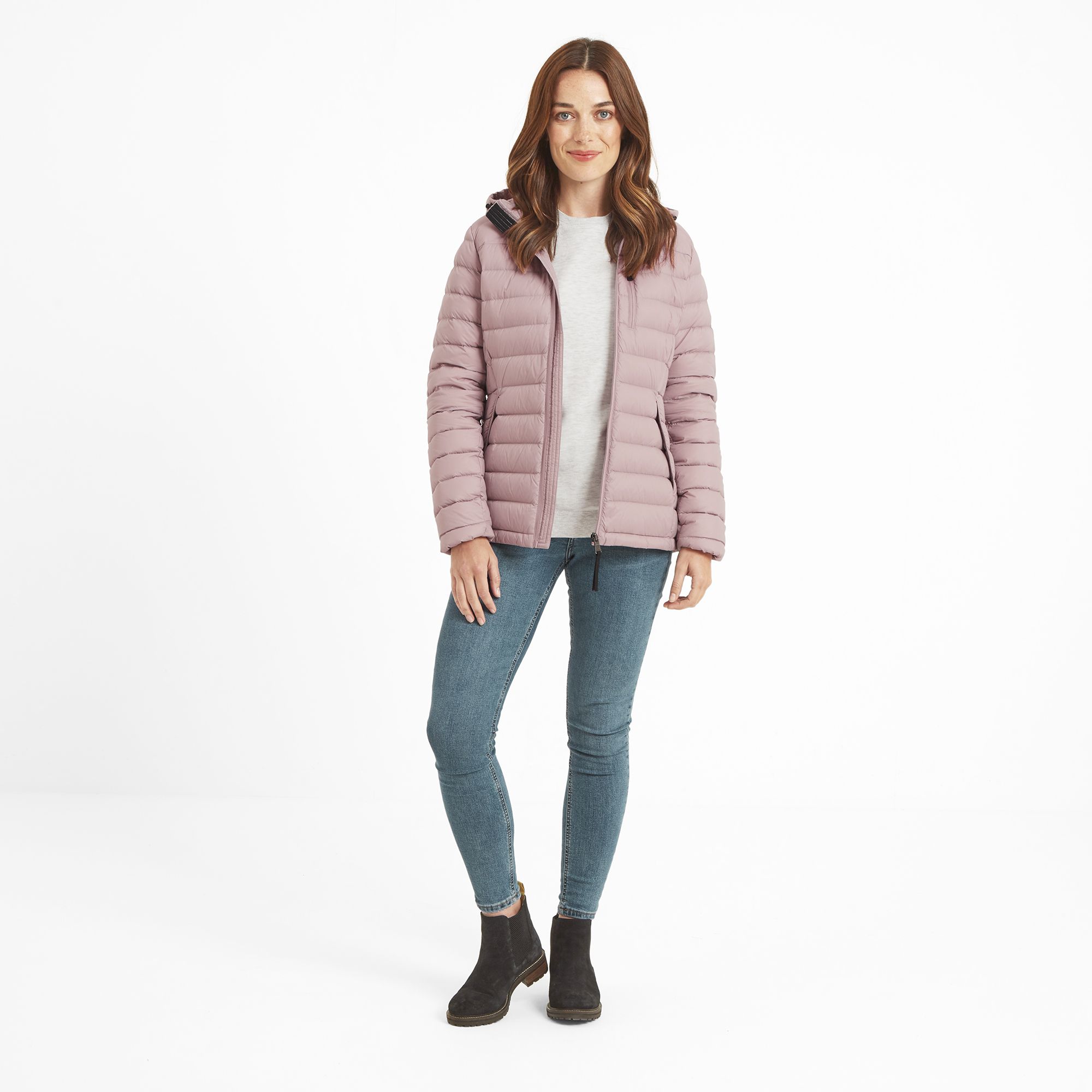 Drax Womens Hooded Down Jacket Faded Pink