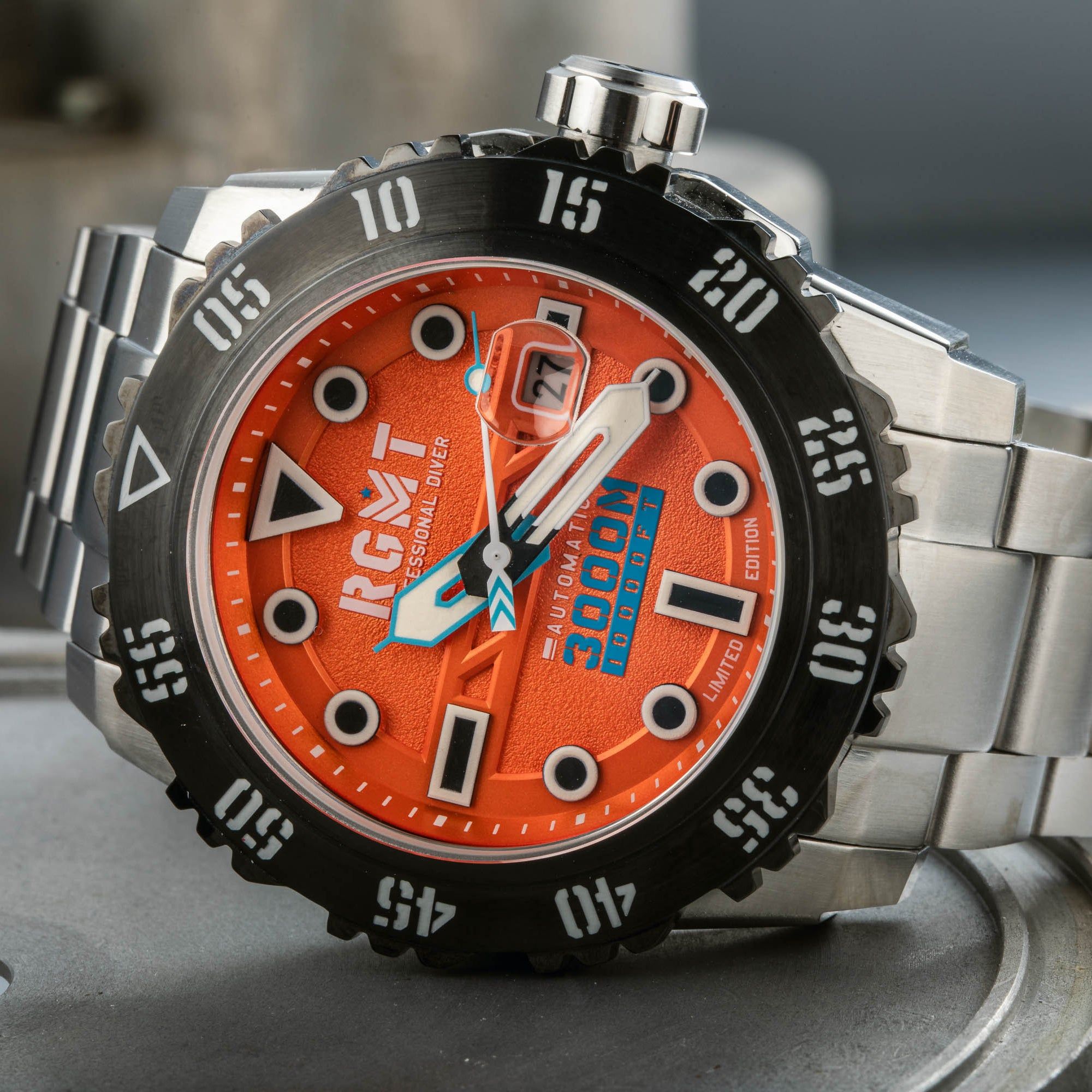 RGMT Ohio Men's Japanese Automatic 46mm Orange Watch with Stainless ...