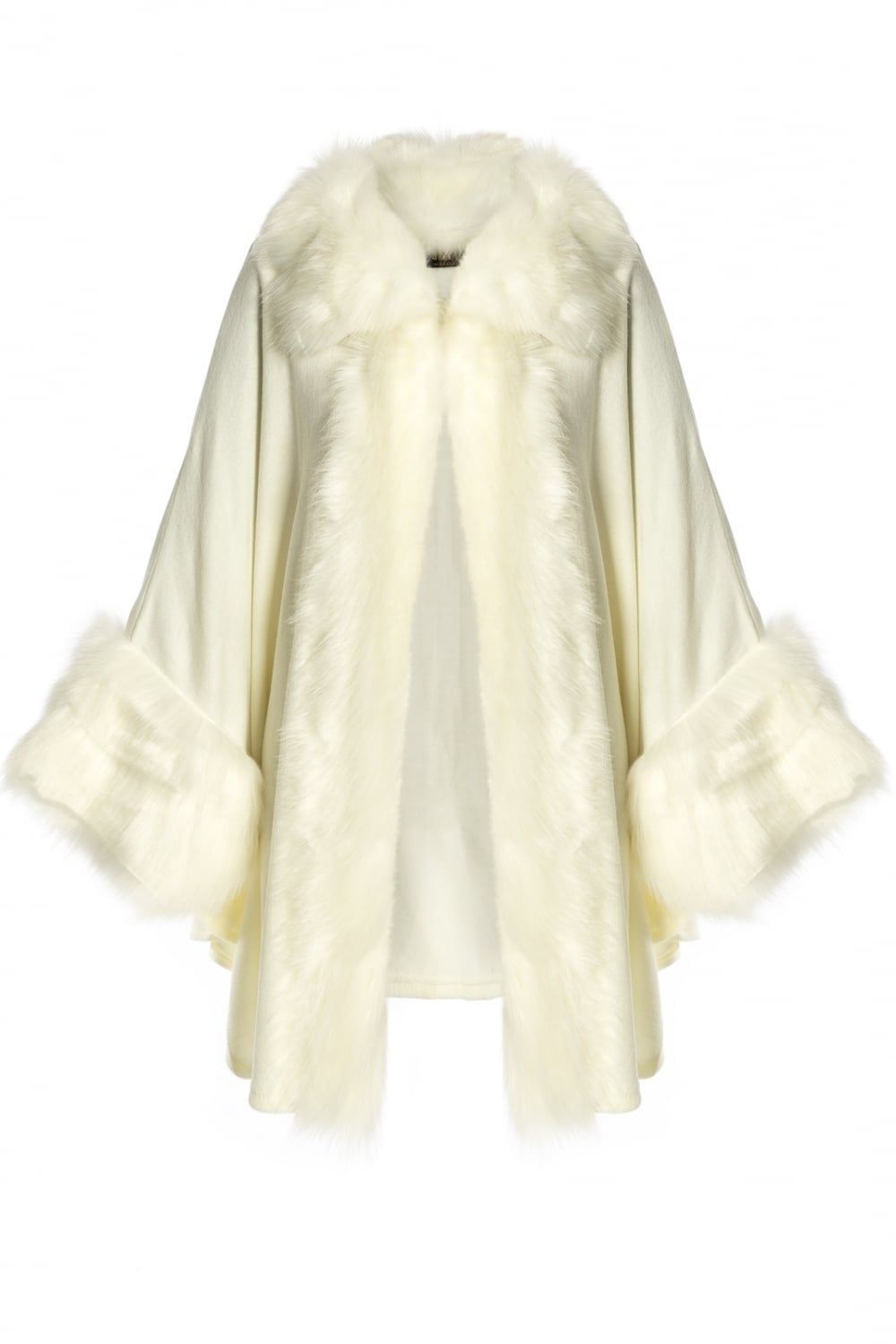 JAYLEY Cream Luxury Faux Fur Fine Knitted Coat