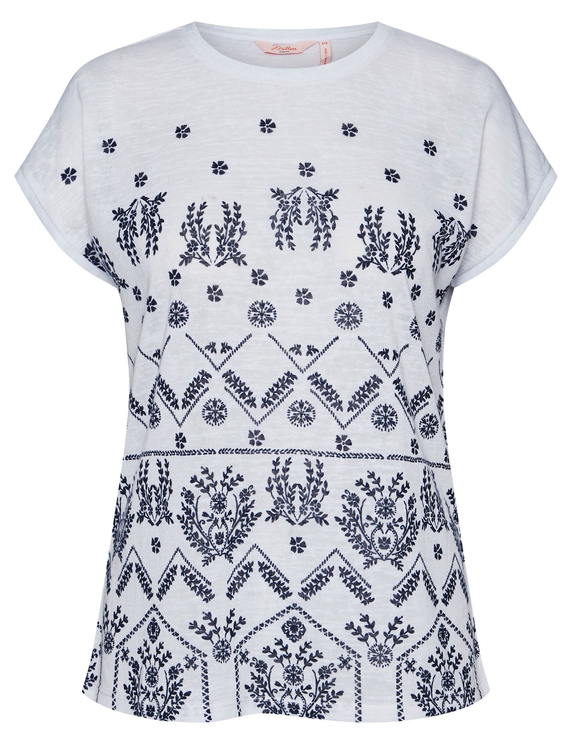 Womens Millers Exteneded Sleeve Border Print Blouse