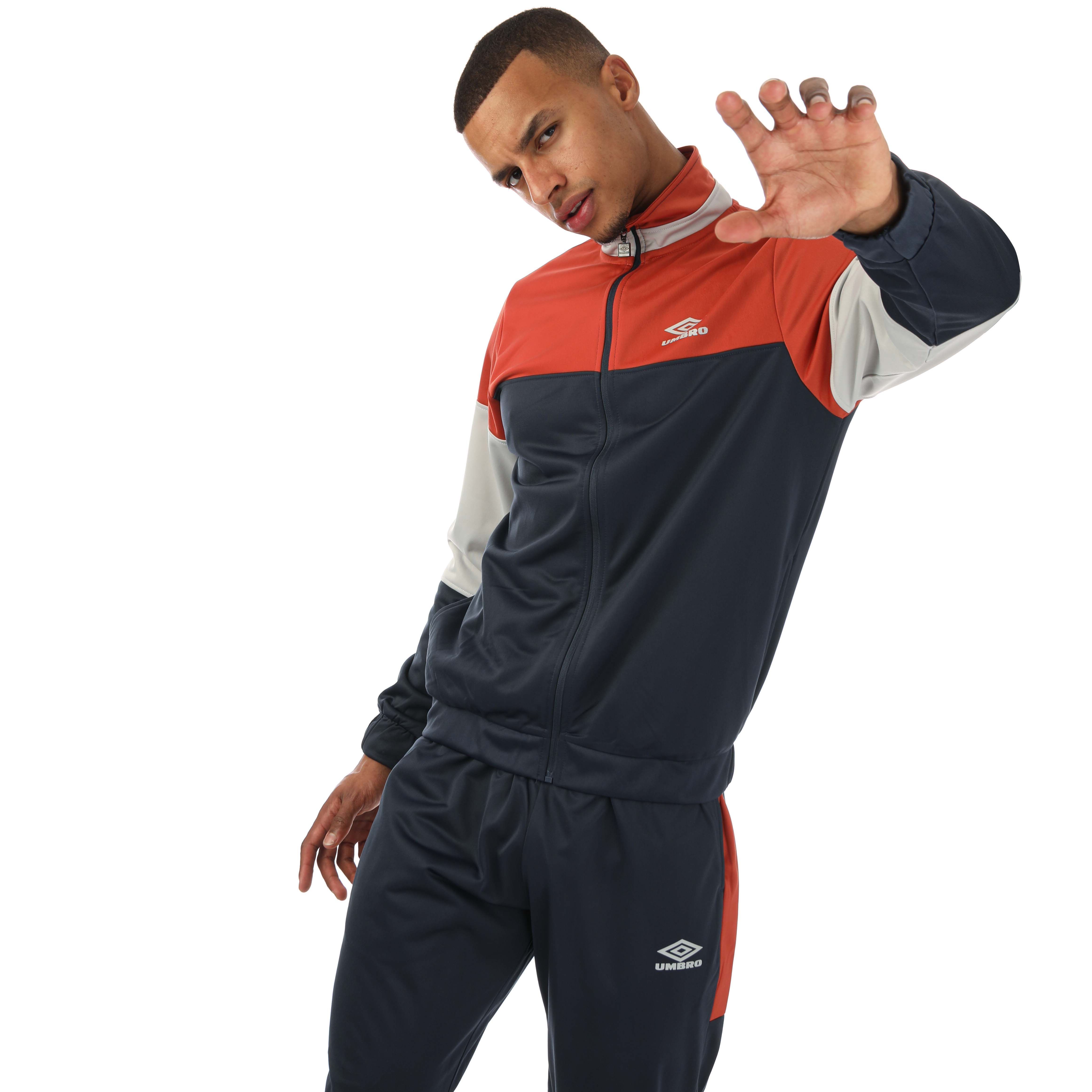 Men's Umbro Diamond Knitted Poly Tracksuits in Navy