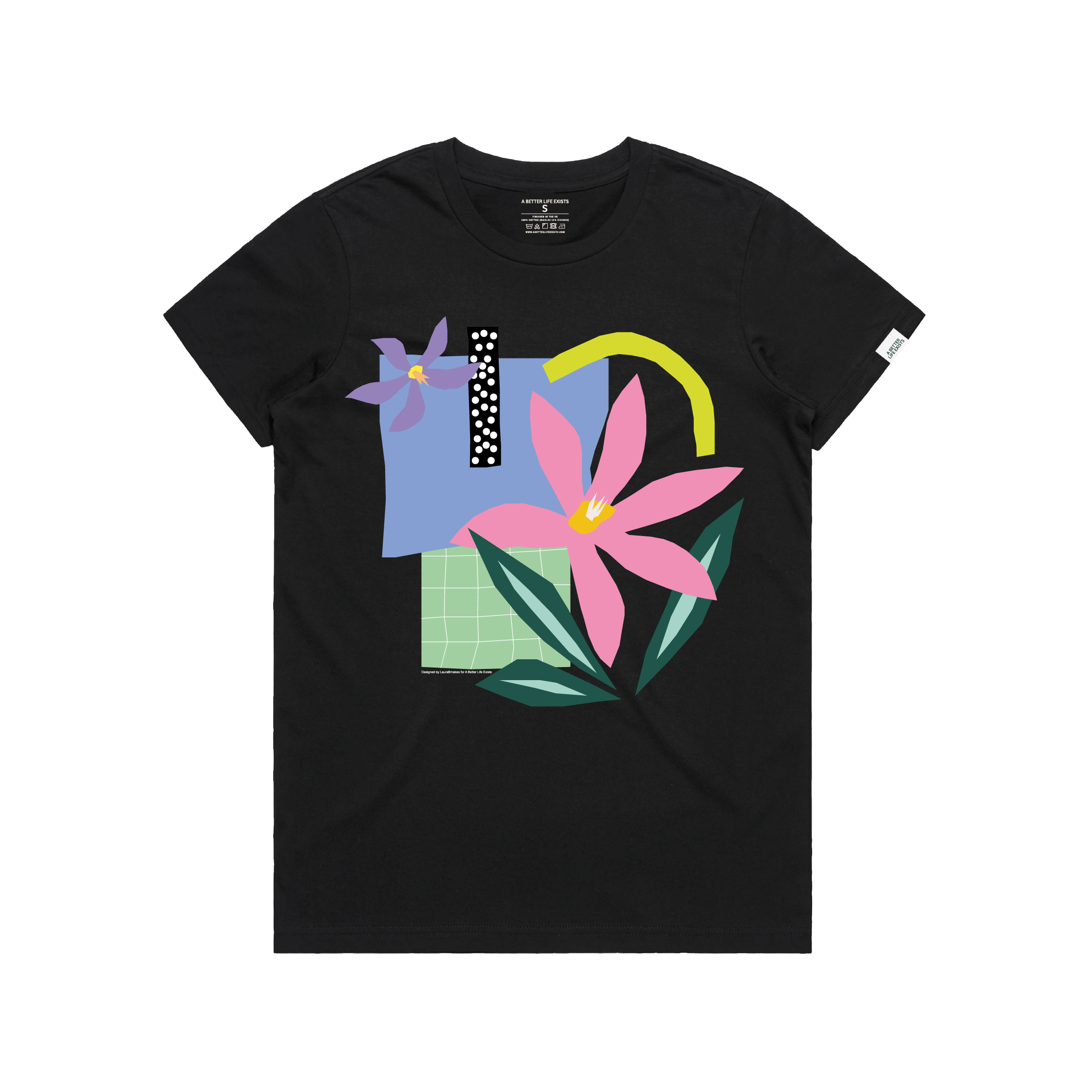 Womens Laura.B Abstract Floral No.2 T-Shirt in Black