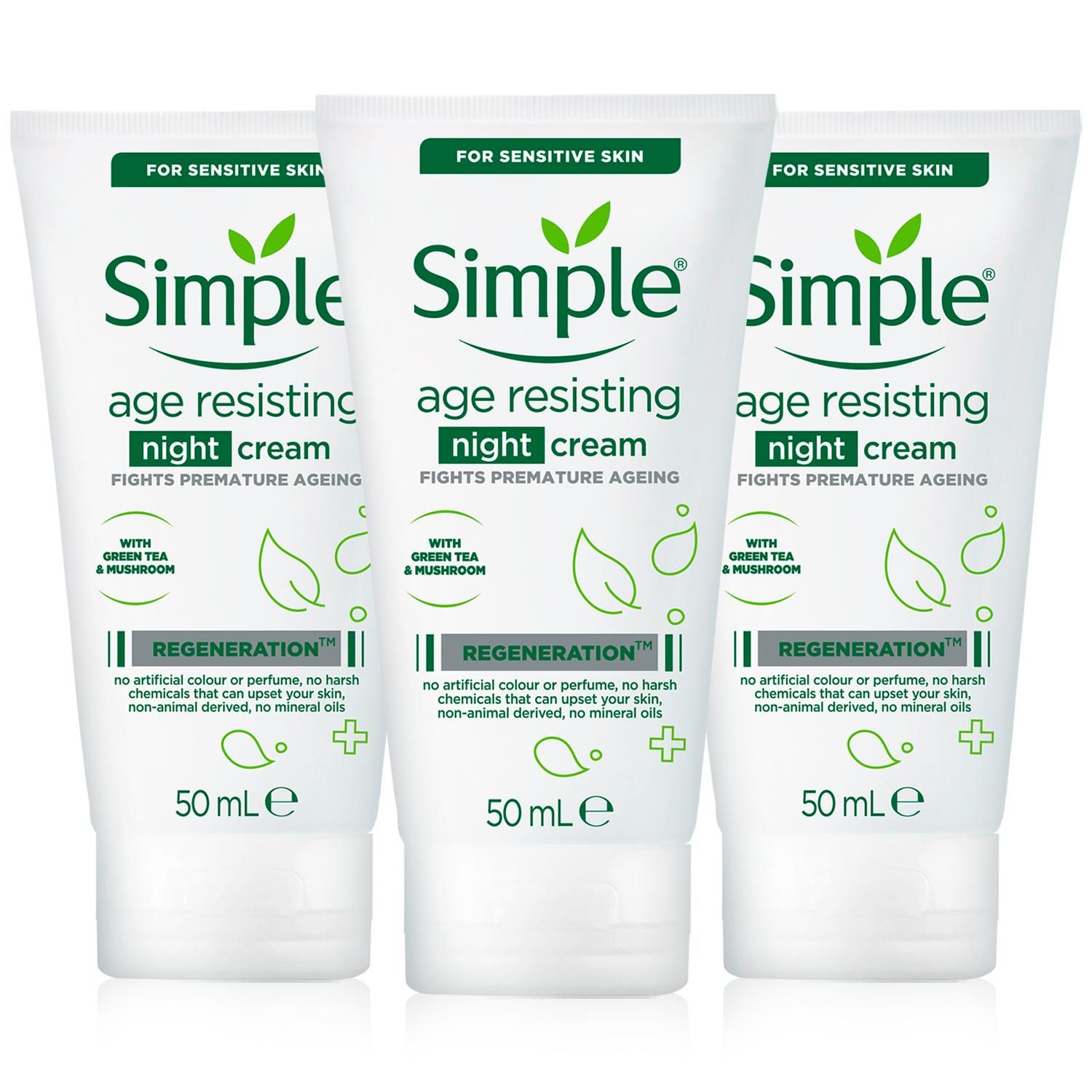 Simple Night Cream Age Resisting Fights Premature ageing 50ml, 3 Pack