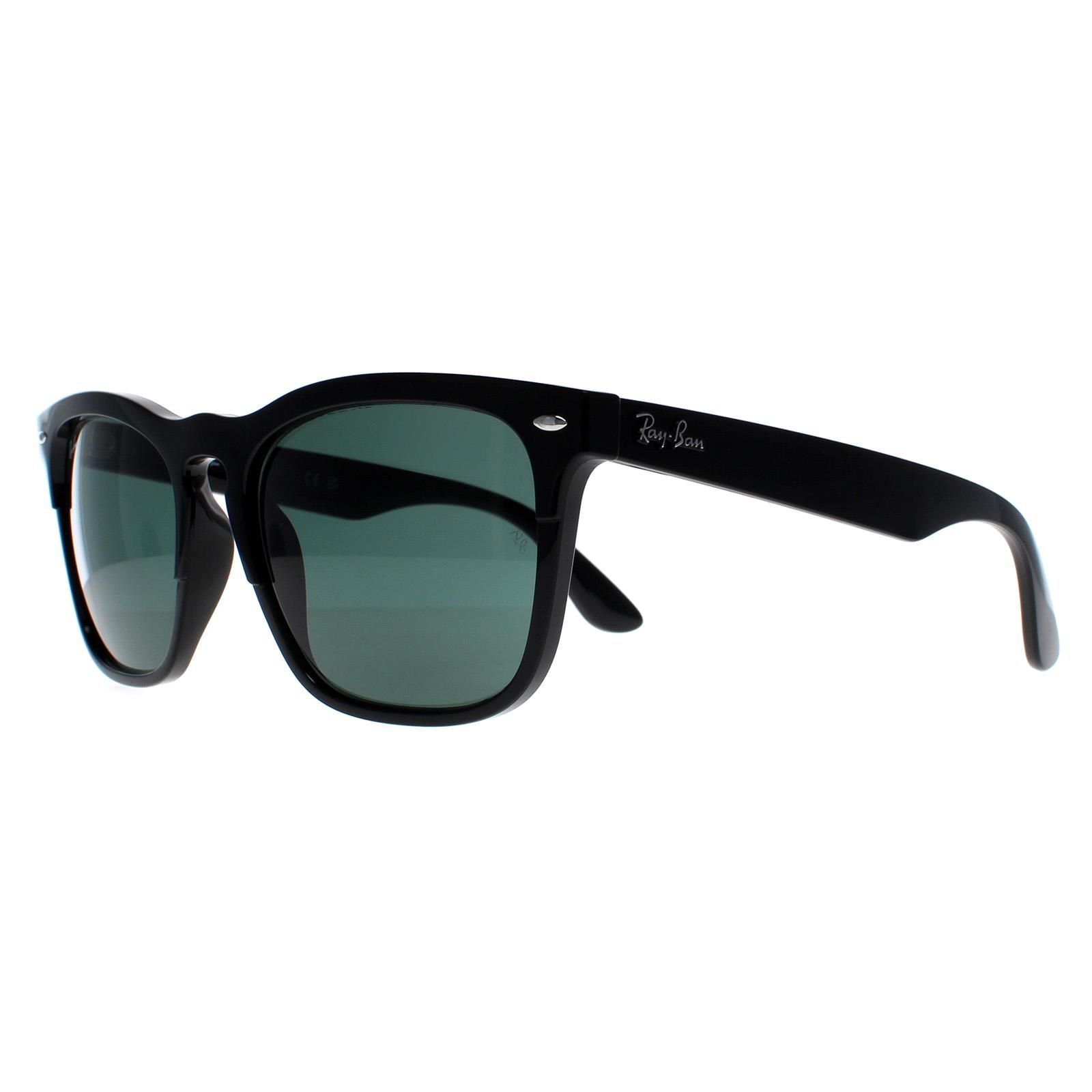 Ray-Ban Square Unisex Polished Black Dark Green RB4487 Steve