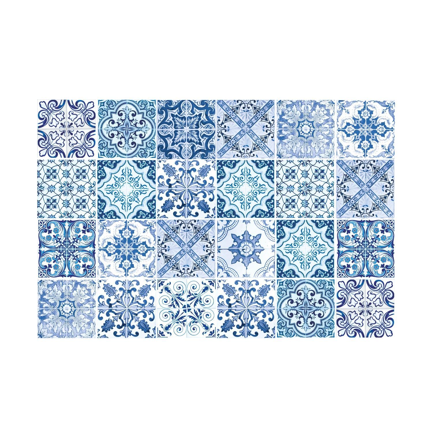Blue Turkish Mediterranean Wall Tiles Sticker Set - 15 x 15 cm (6 x 6 ...