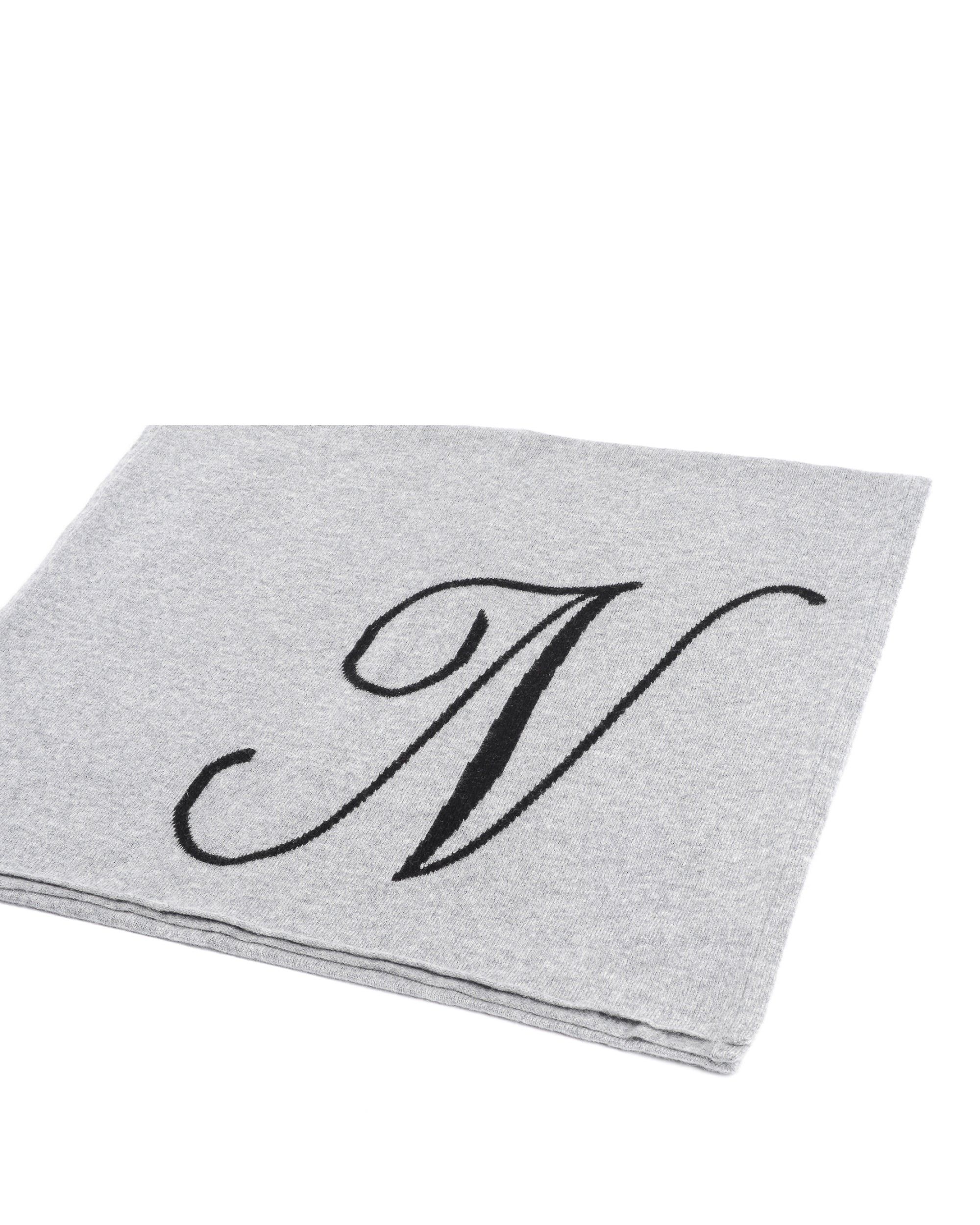 Cashmere Monogrammed Scarf - Grey - Letter N