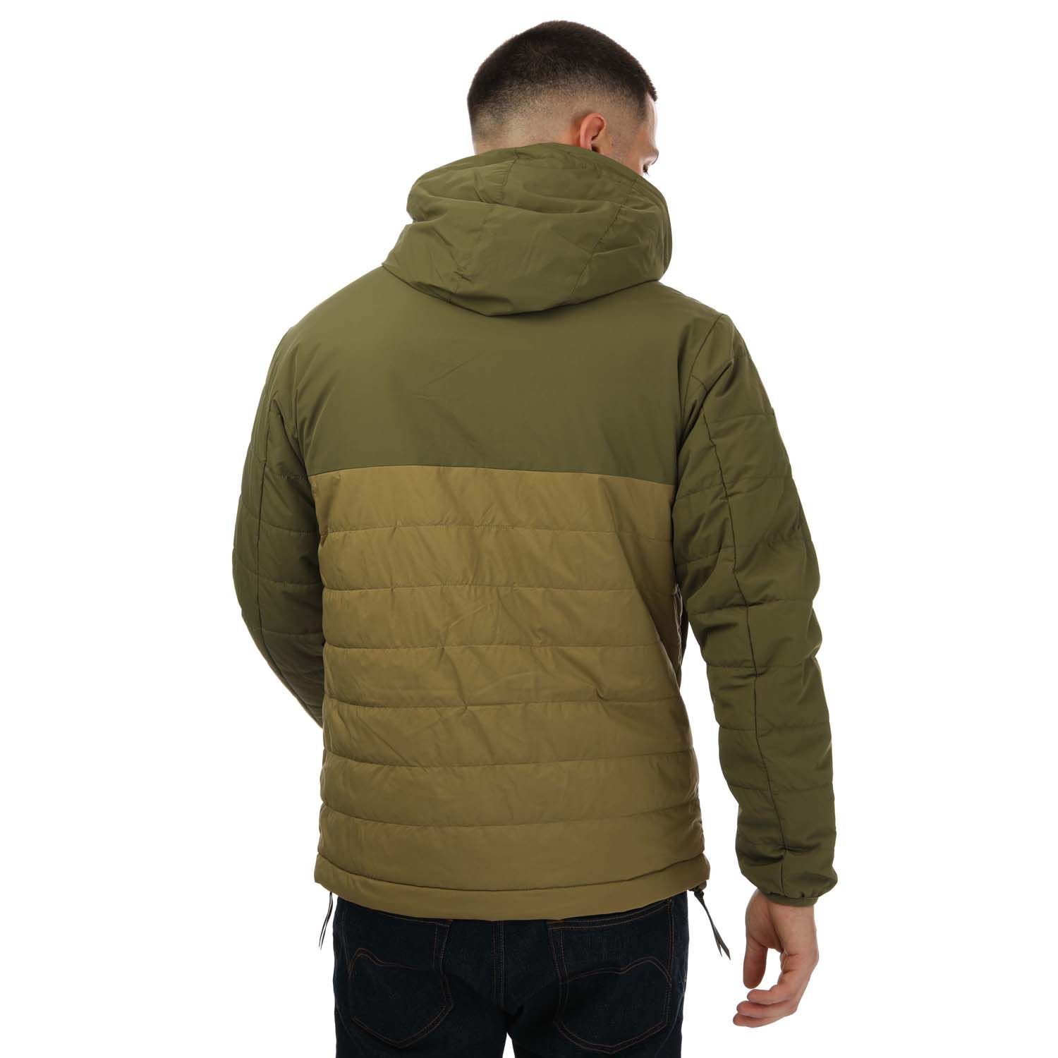 Men's Pretty Green Tilby Quilted Colour Block Jacket in Khaki
