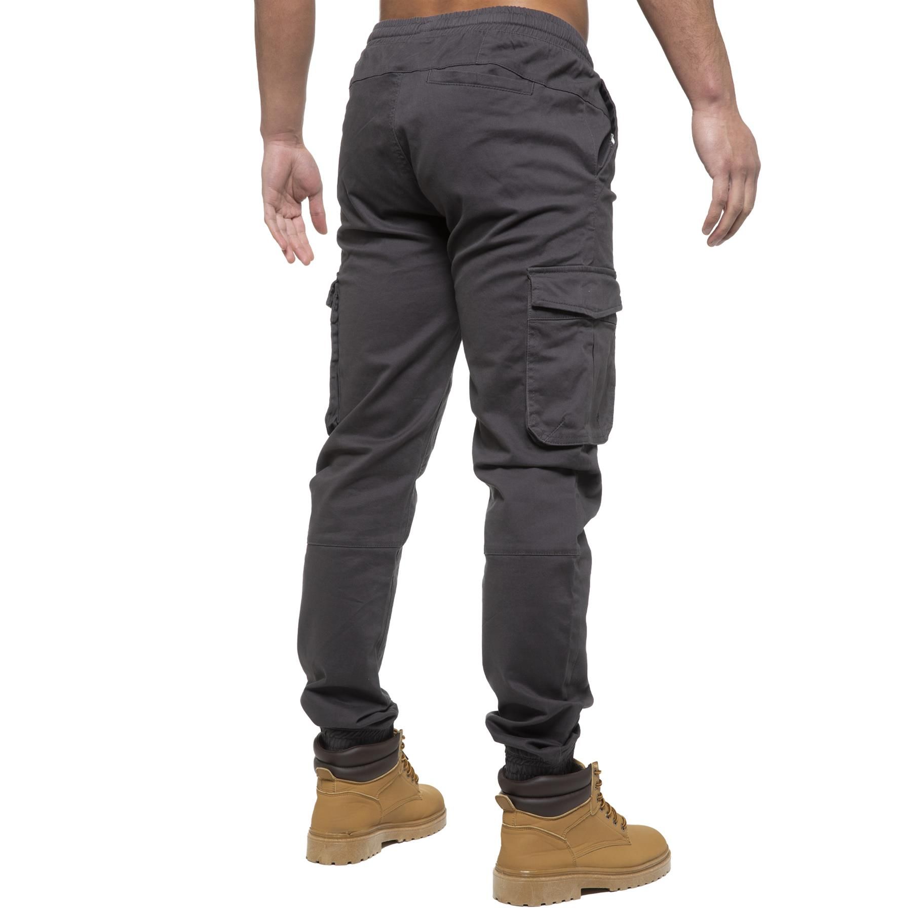 Enzo | Mens Cargo Jogger Jeans - Grey