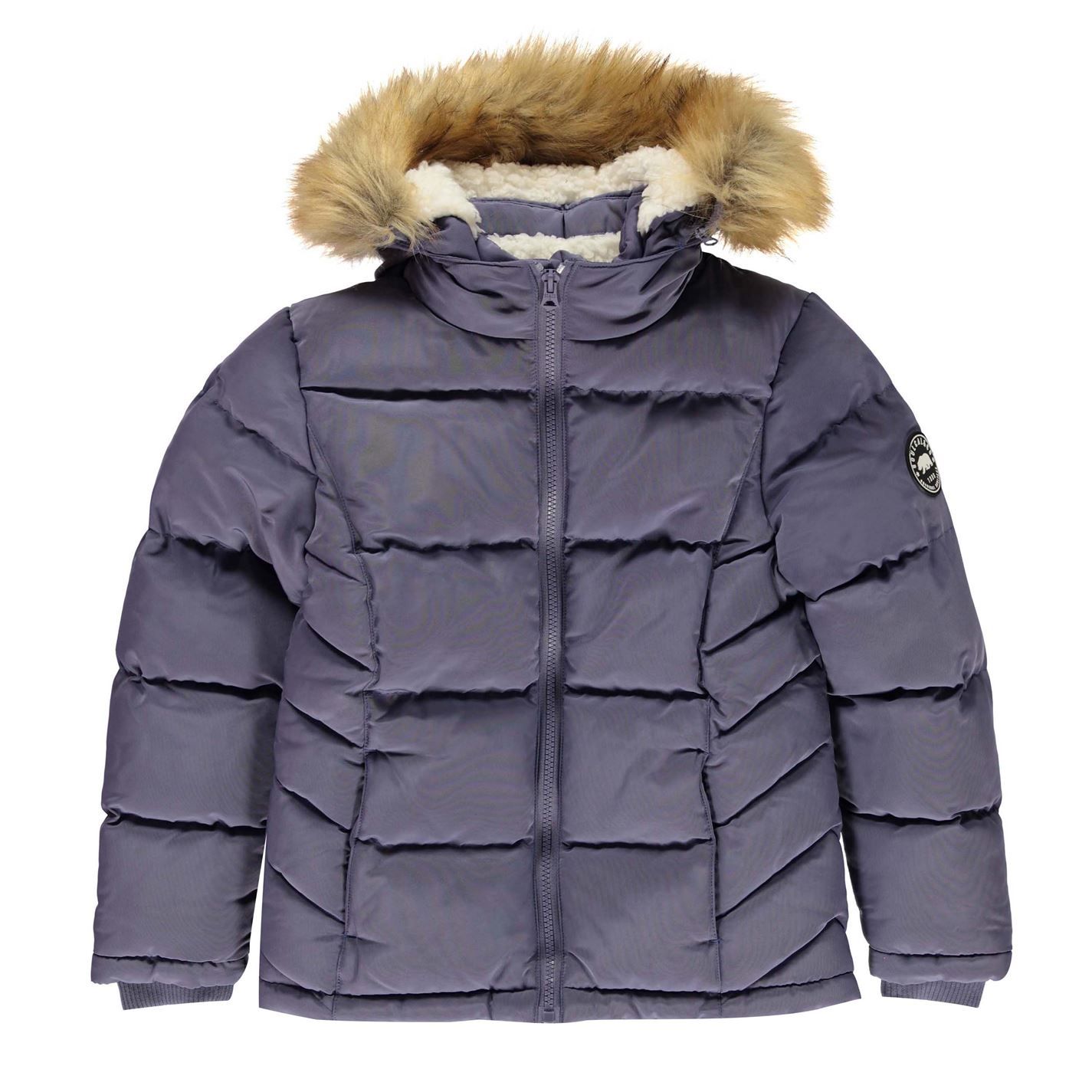 SoulCal Girls 2 Zip Bubble Jacket Junior Hooded Full Zip Long Sleeve Top