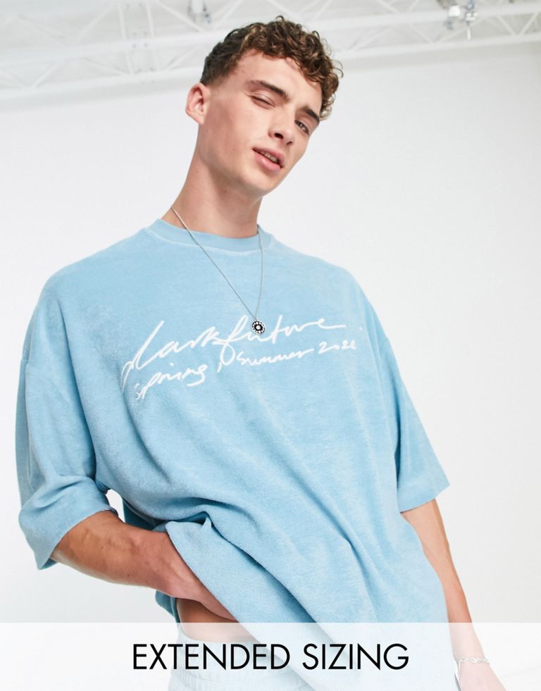 Asos Dark Future Co Ord Oversized T Shirt In Towelling With Front Logo