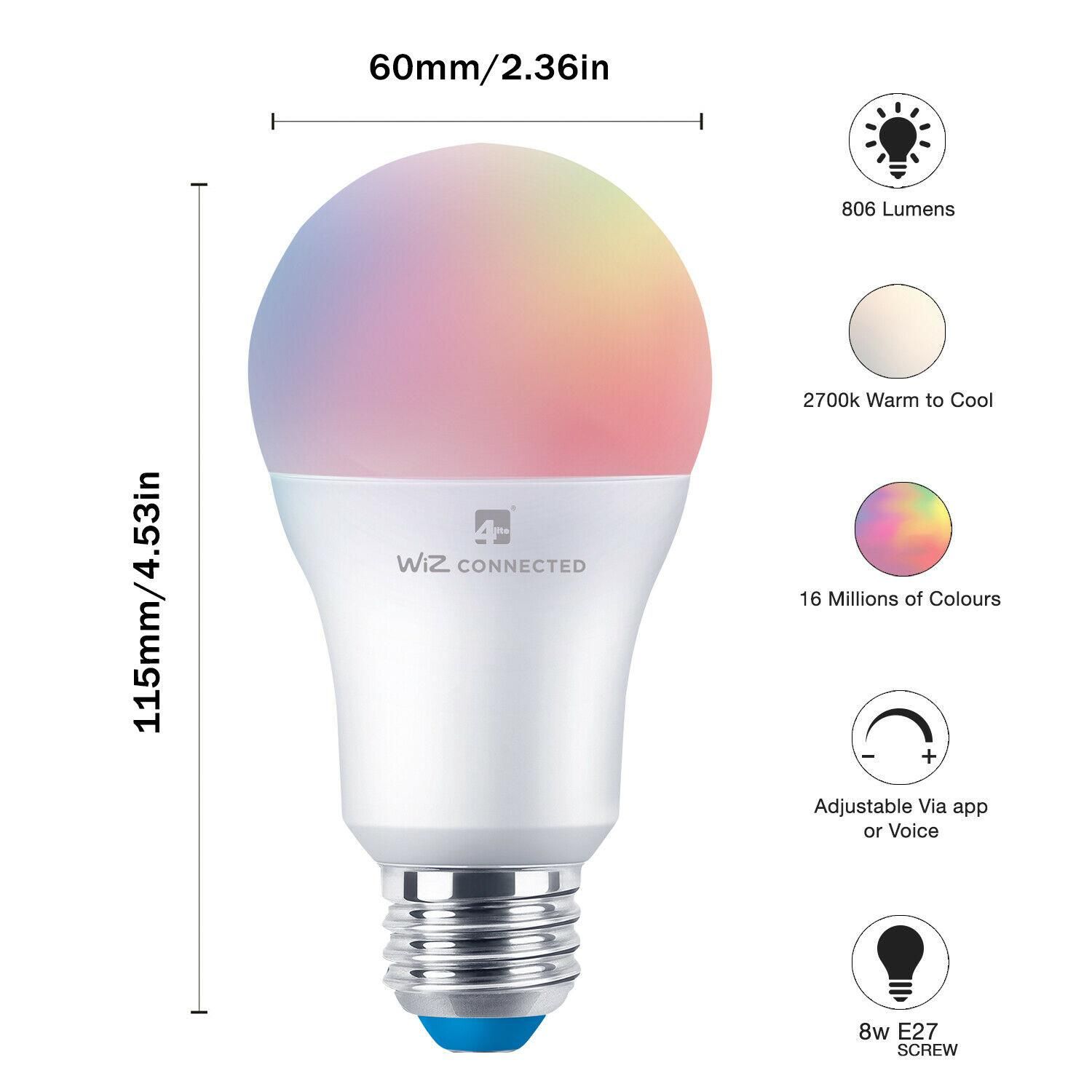 WiZ LED Smart Bulb Wifi/Bluetooth A60 E27