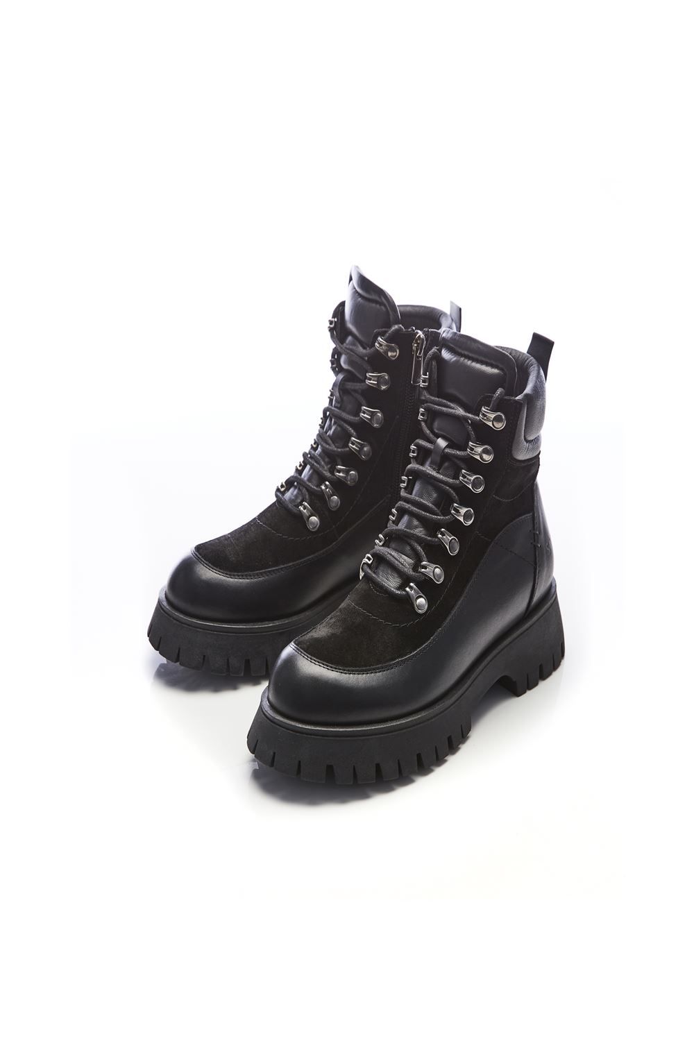 'Sh Anello' Black Leather Lace Up Boots