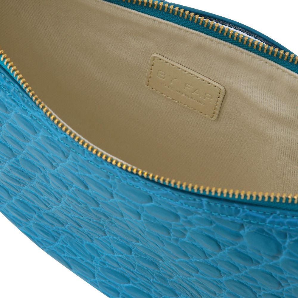 Gib Bag in Blue Croco Embossed Leather