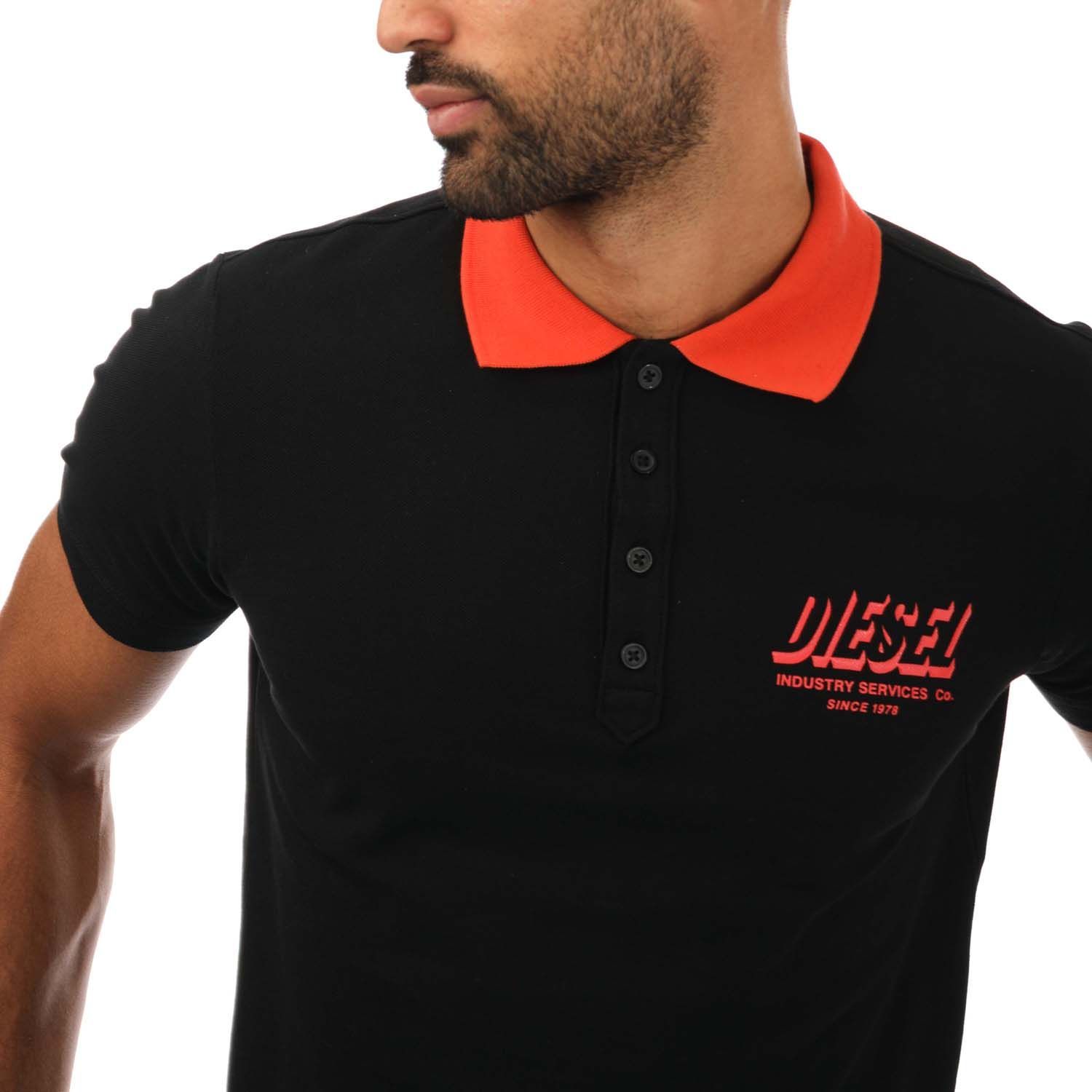 Men's Diesel T-Randy Polo Shirts in Black