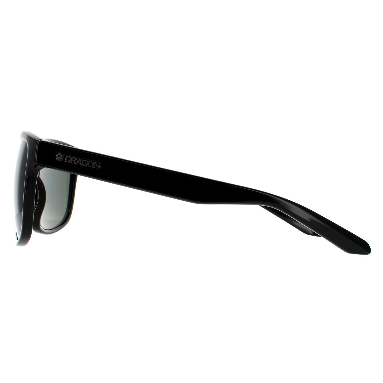 Dragon Rectangle Mens Shiny Black Lumalens Smoke Polarized Sunglasses