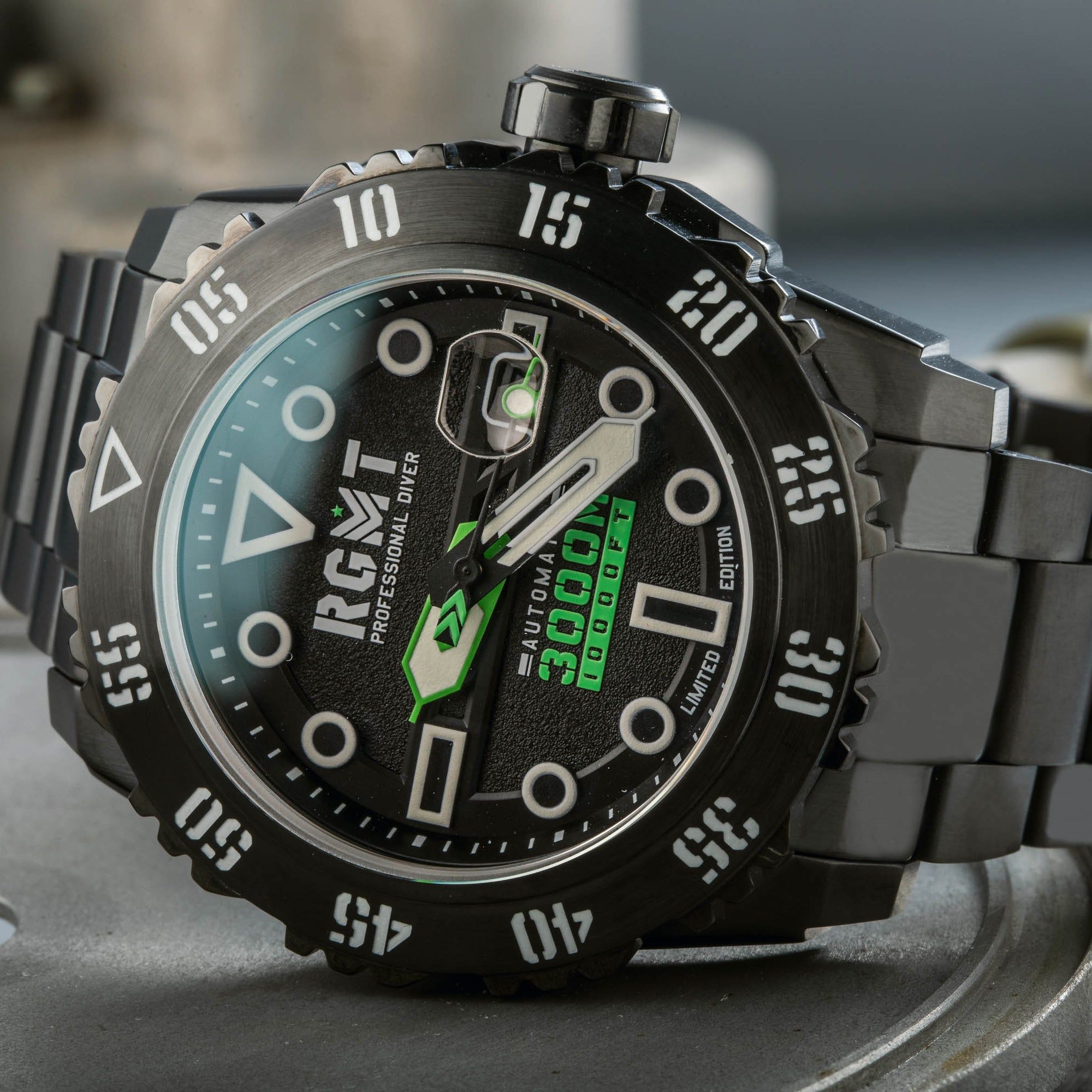 RGMT Ohio Men's Japanese Automatic 46mm Black Watch with Stainless ...