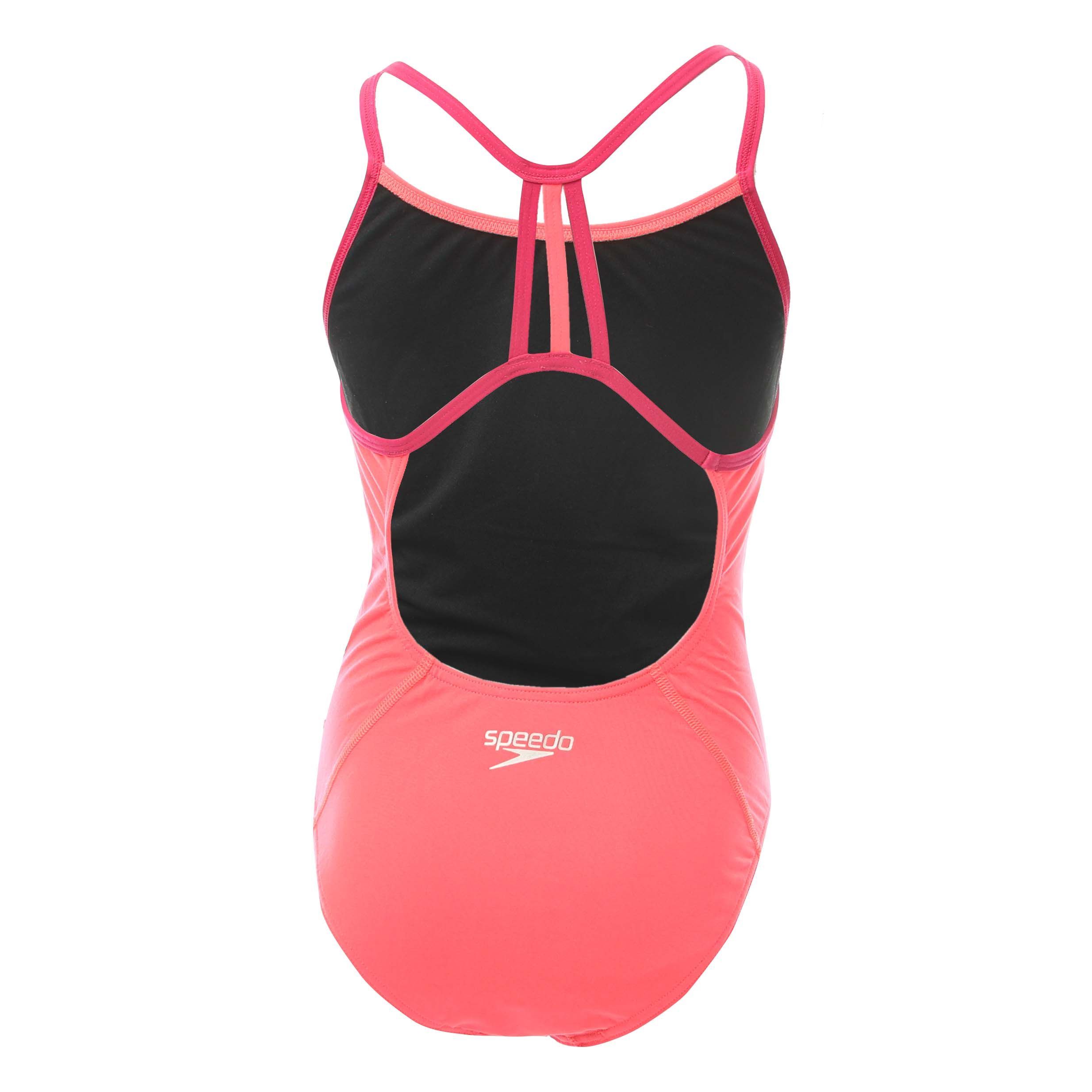 Girl's Speedo Lane Line Back Swimsuit in Red