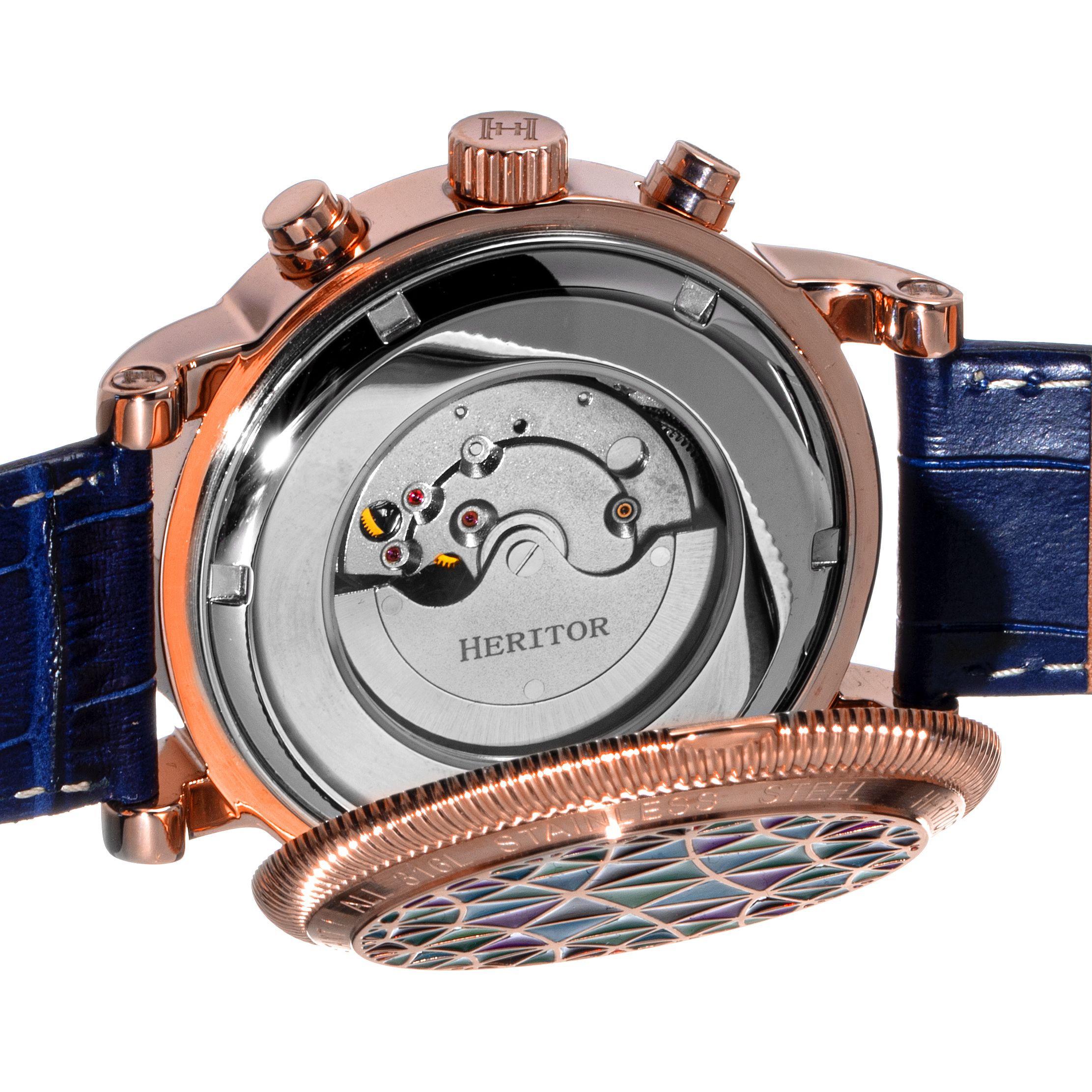 Heritor Automatic Legacy Leather-Band Watch w/Day/Date