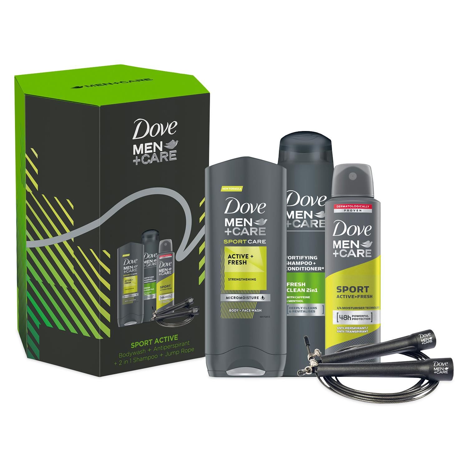 Dove Men Care Sport Active Bodywash Shampoo Deo 3pcs Gift Set with Jump ...