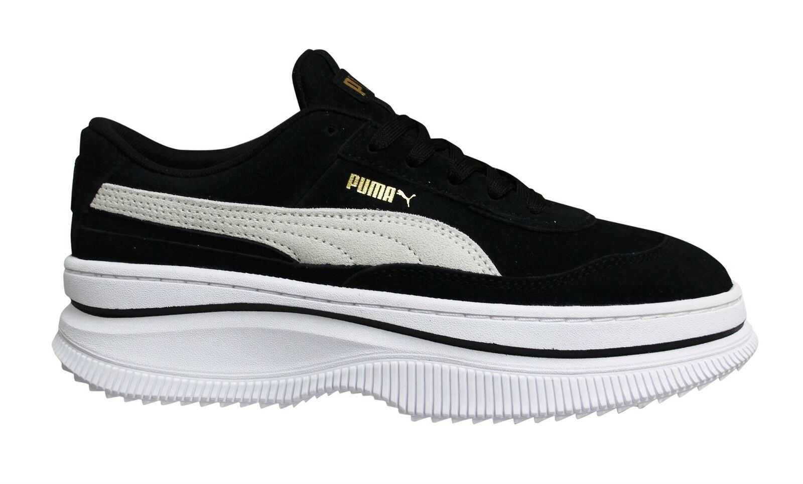 Puma Deva Suede Leather Black White Lace Up Womens Platform Trainers ...