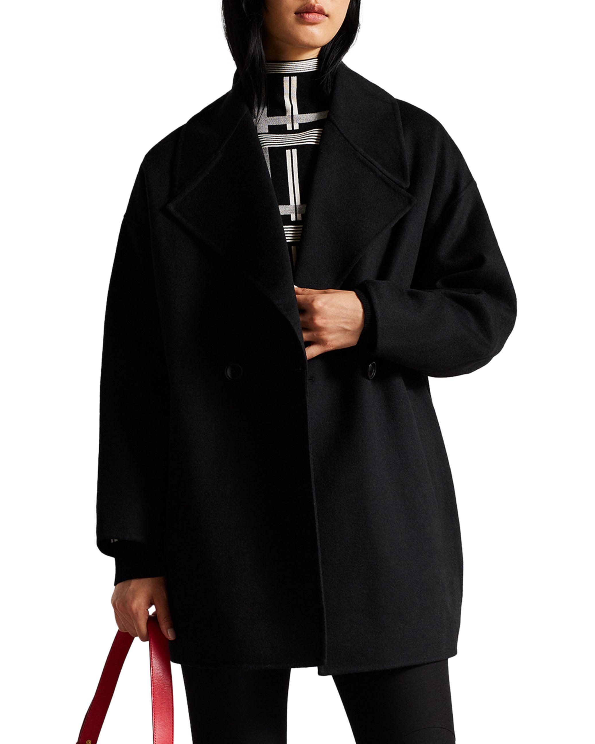 Ted Baker Caysa Cocoon Coat With Oversized Collar, Black