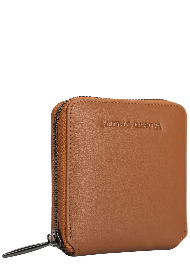 Smooth Leather Square Zip Purse