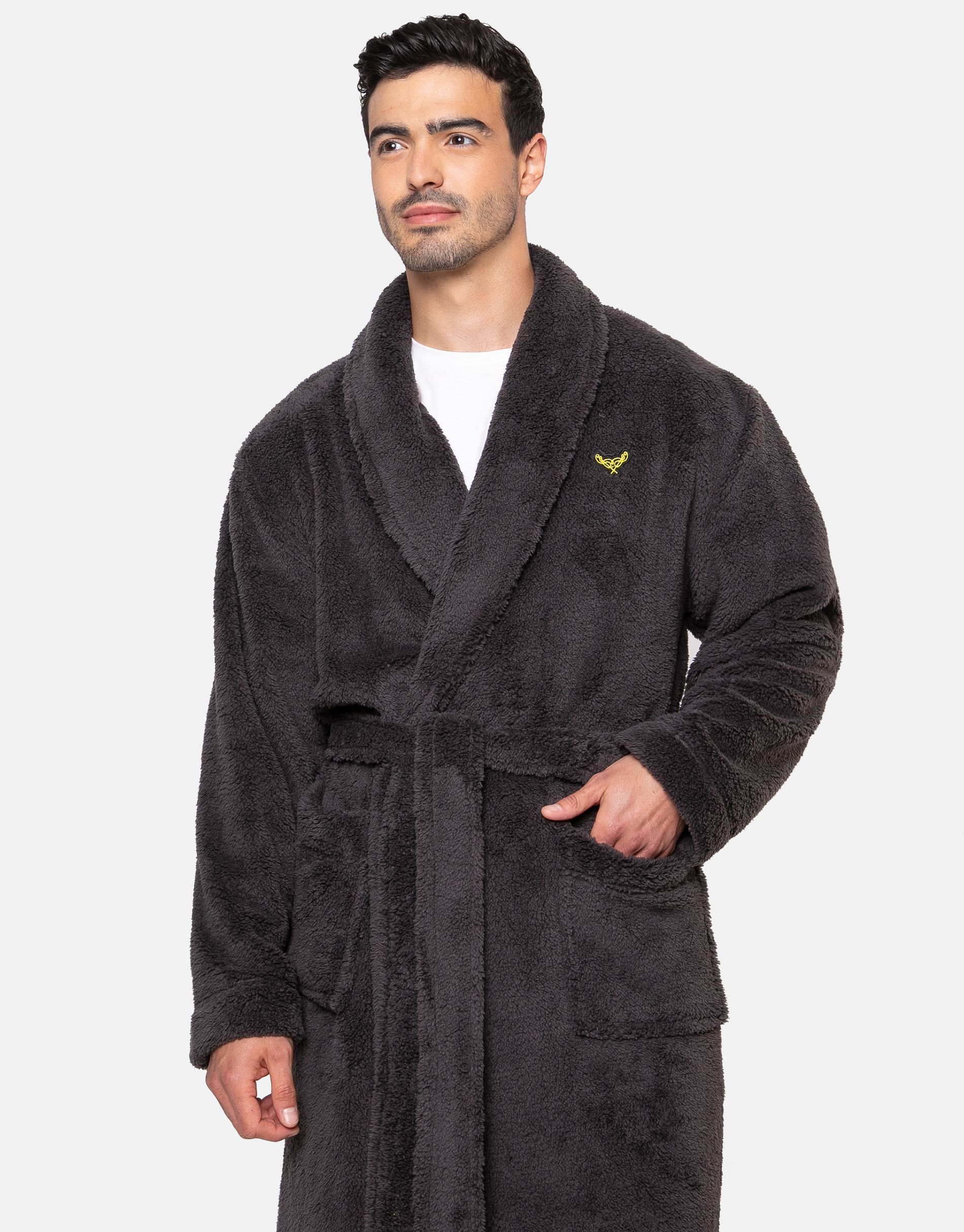 Charcoal 'Robert' Teddy Fleece Dressing Gown