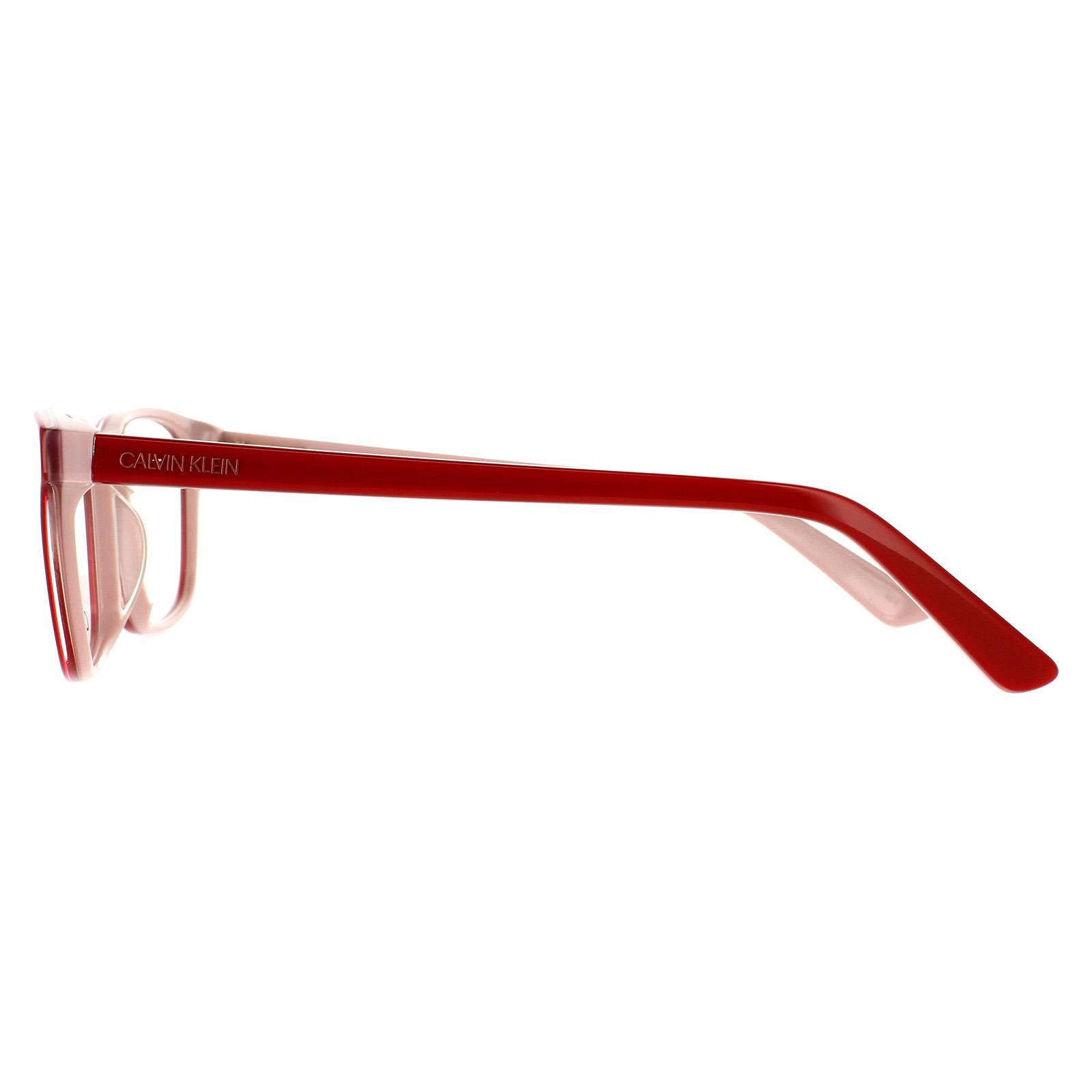 Calvin Klein Rectangular Womens Red On Blush Glasses Frames