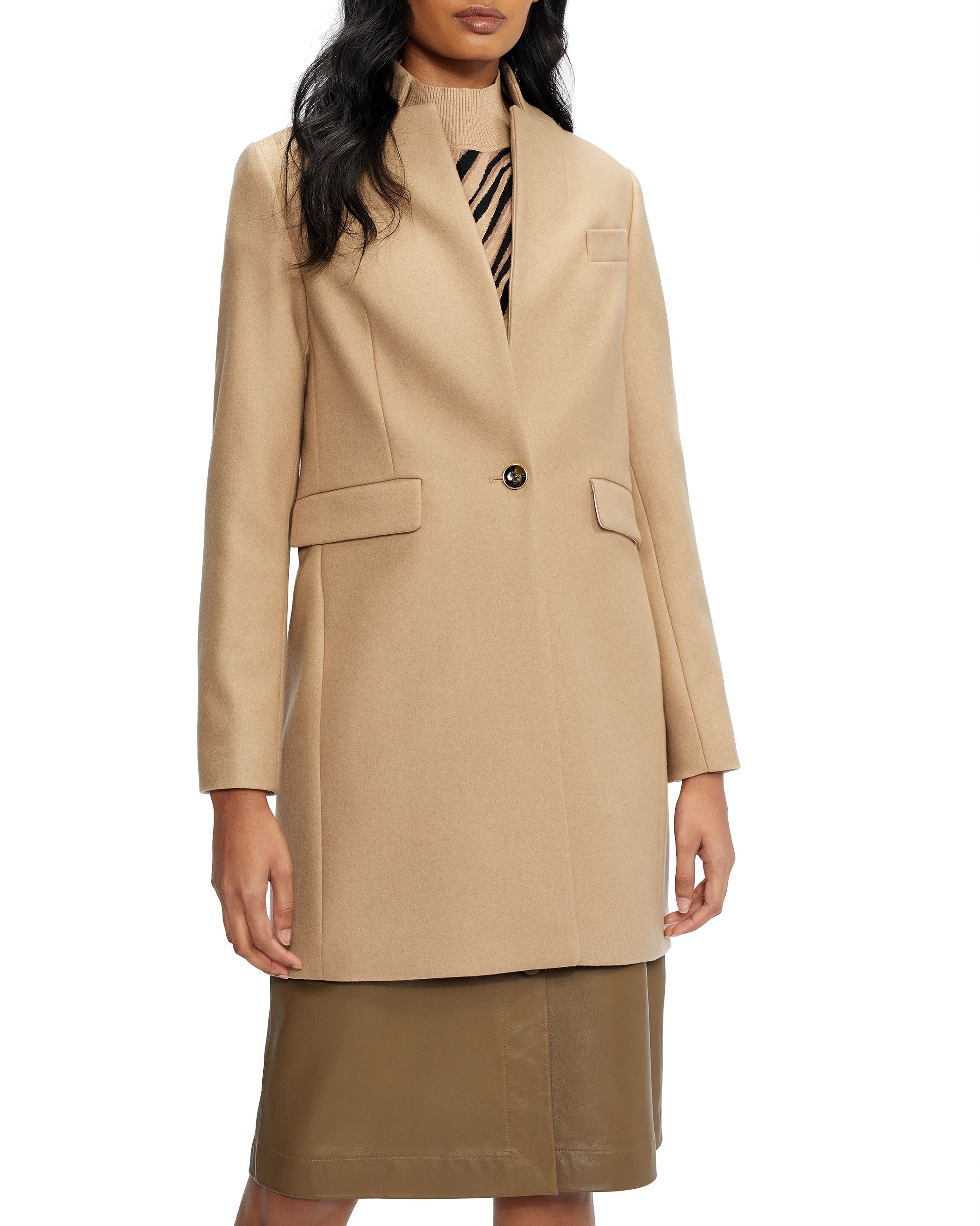 Ted Baker Bianza Straight Tailored Coat, Camel