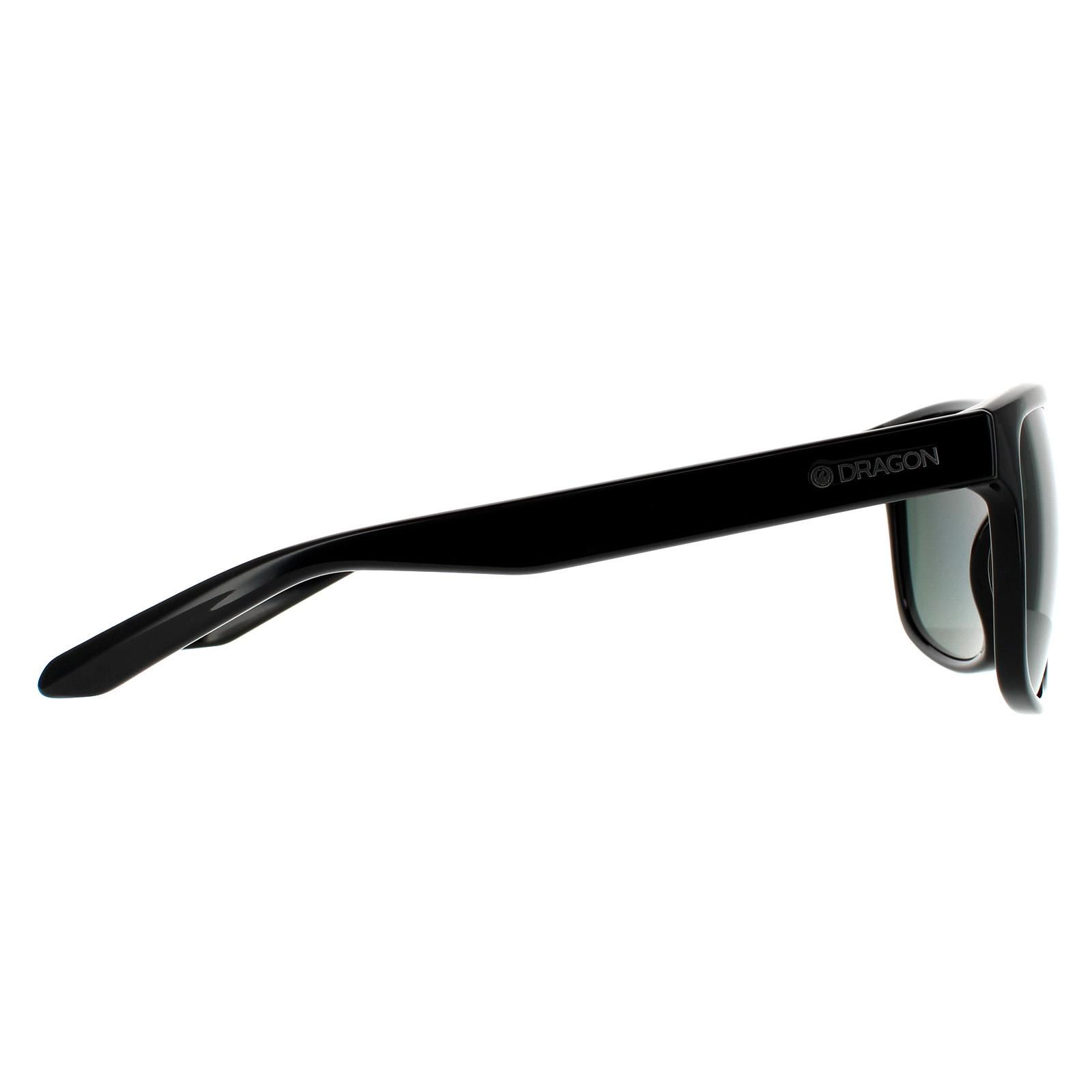Dragon Rectangle Mens Shiny Black Lumalens Smoke Polarized Sunglasses